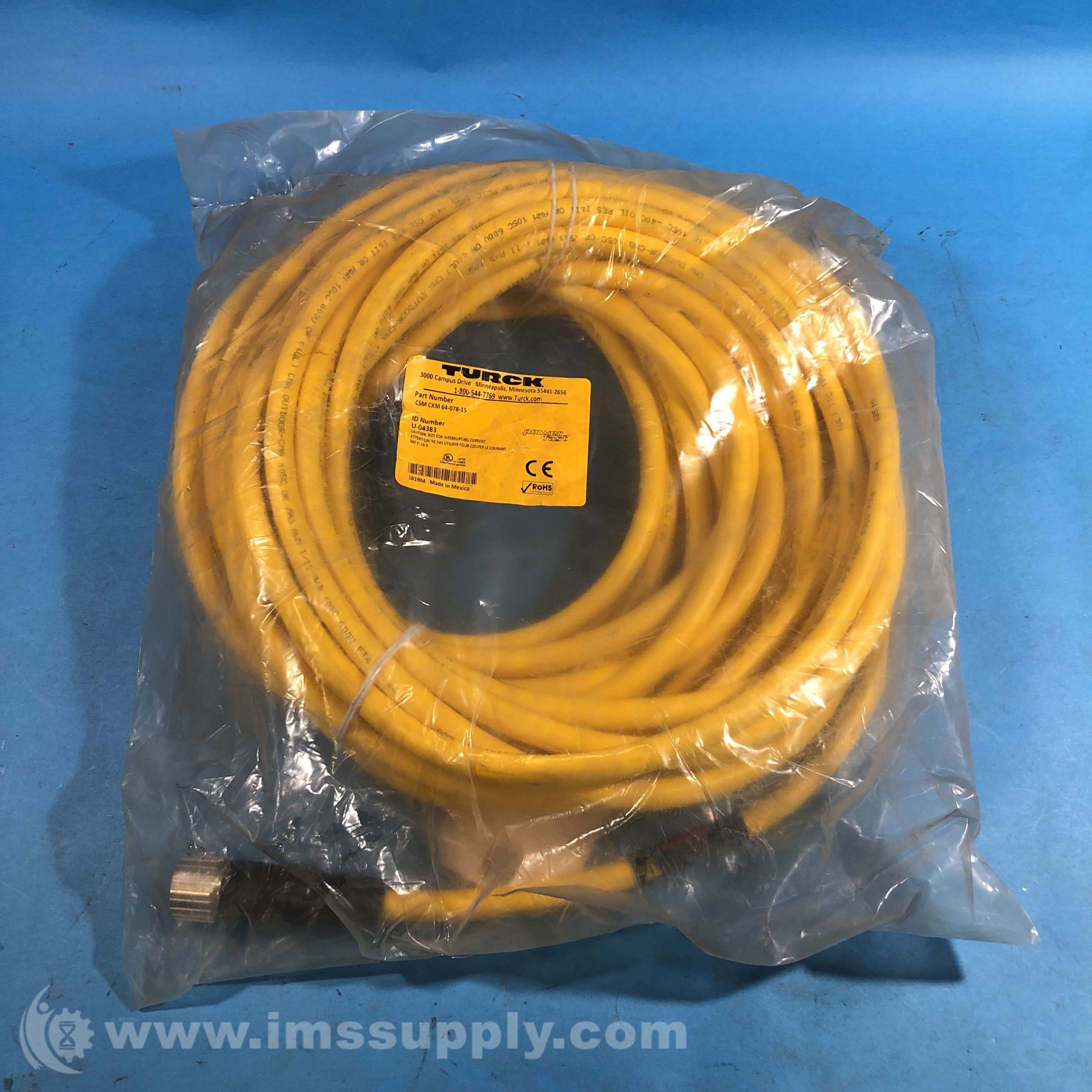 Turck CSM CKM 64-078-15 M23 Power Cordset Cable - IMS Supply