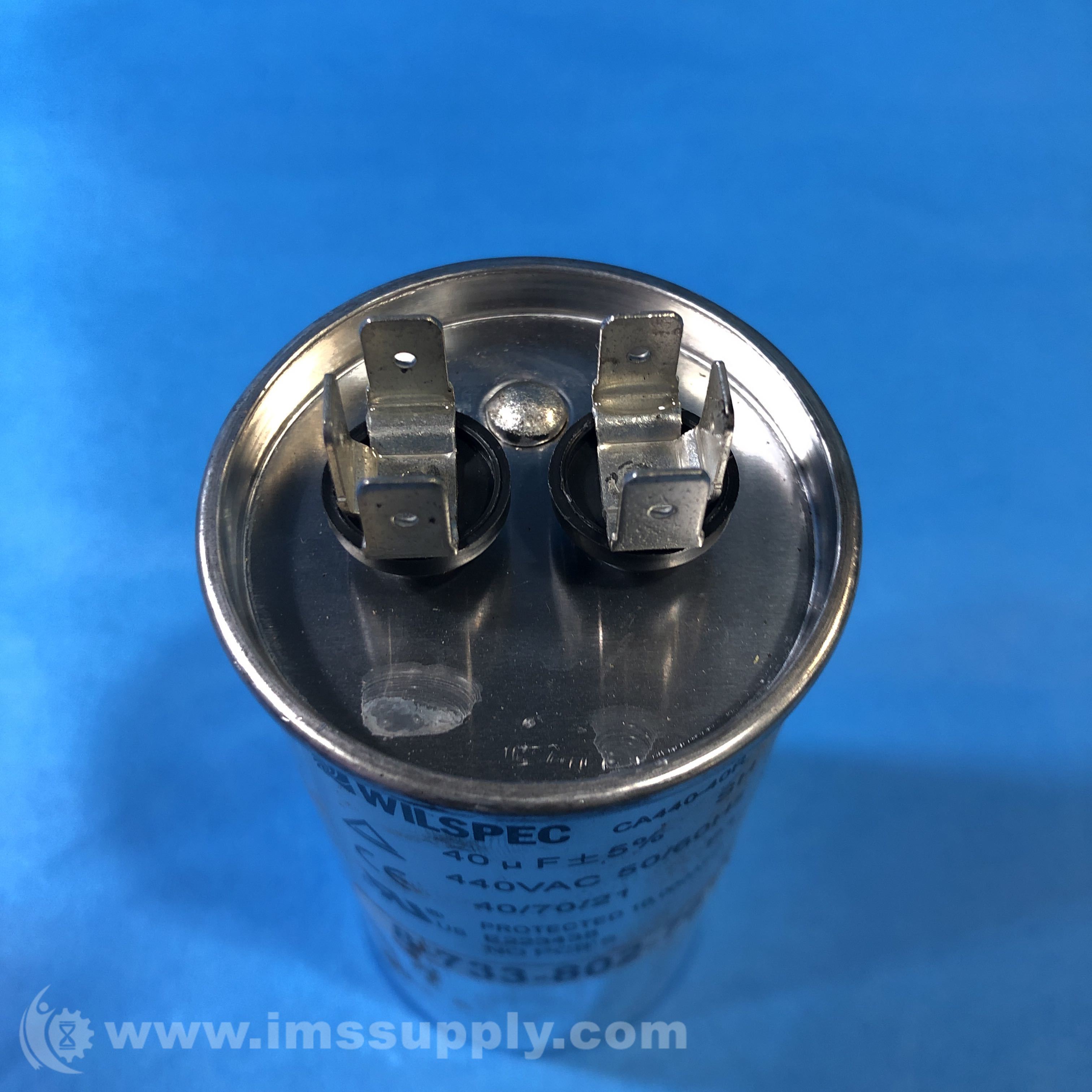 Wilspec CA440-40R Motor Run Capacitor, 440VAC, 50/60Hz - IMS Supply