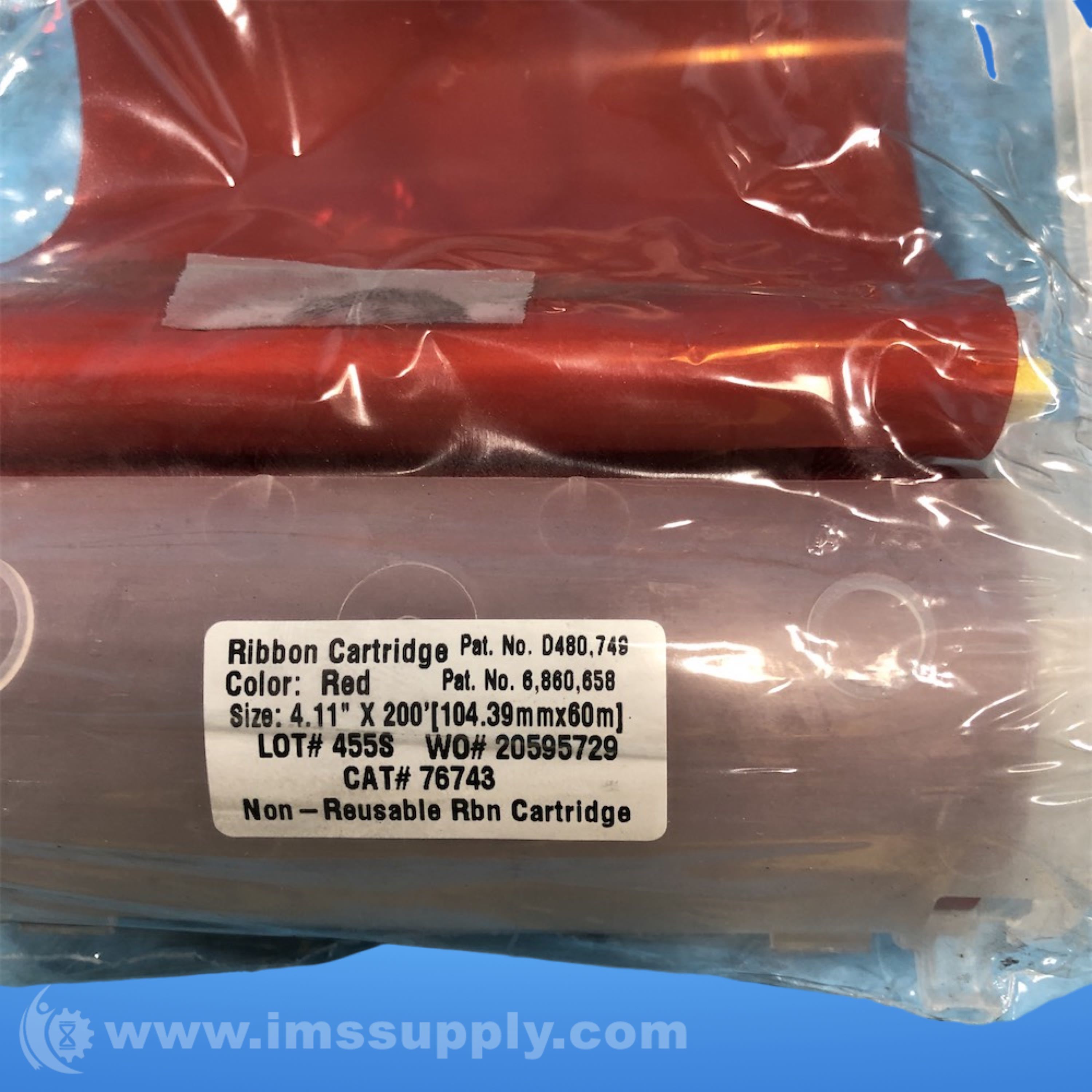 GlobalMark 76743 Brady Red, 4.11 X 200' Ribbon - IMS Supply