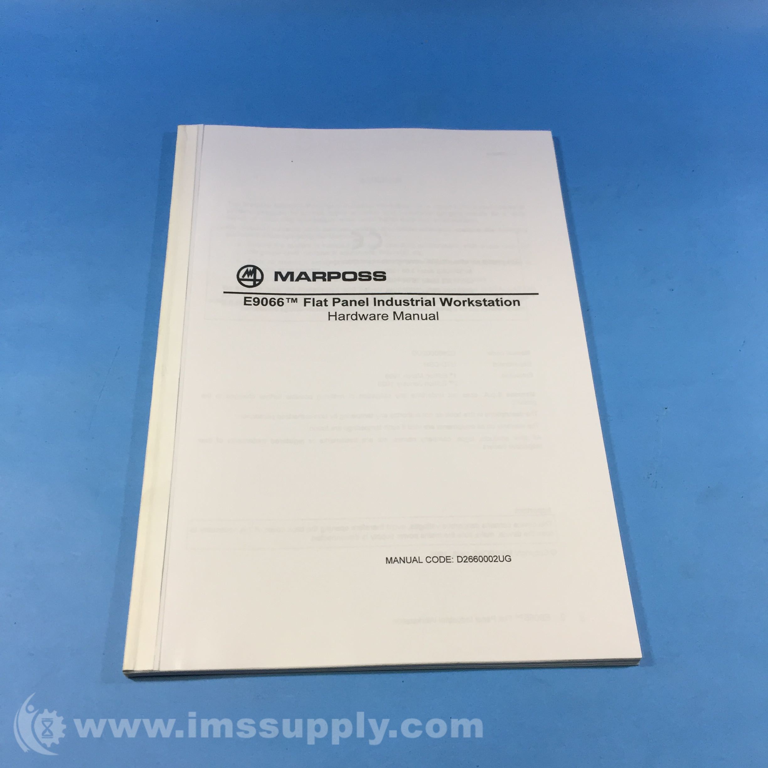 Marposs D2660002UG Manual, Flat Panel Industrial Workstation - IMS Supply