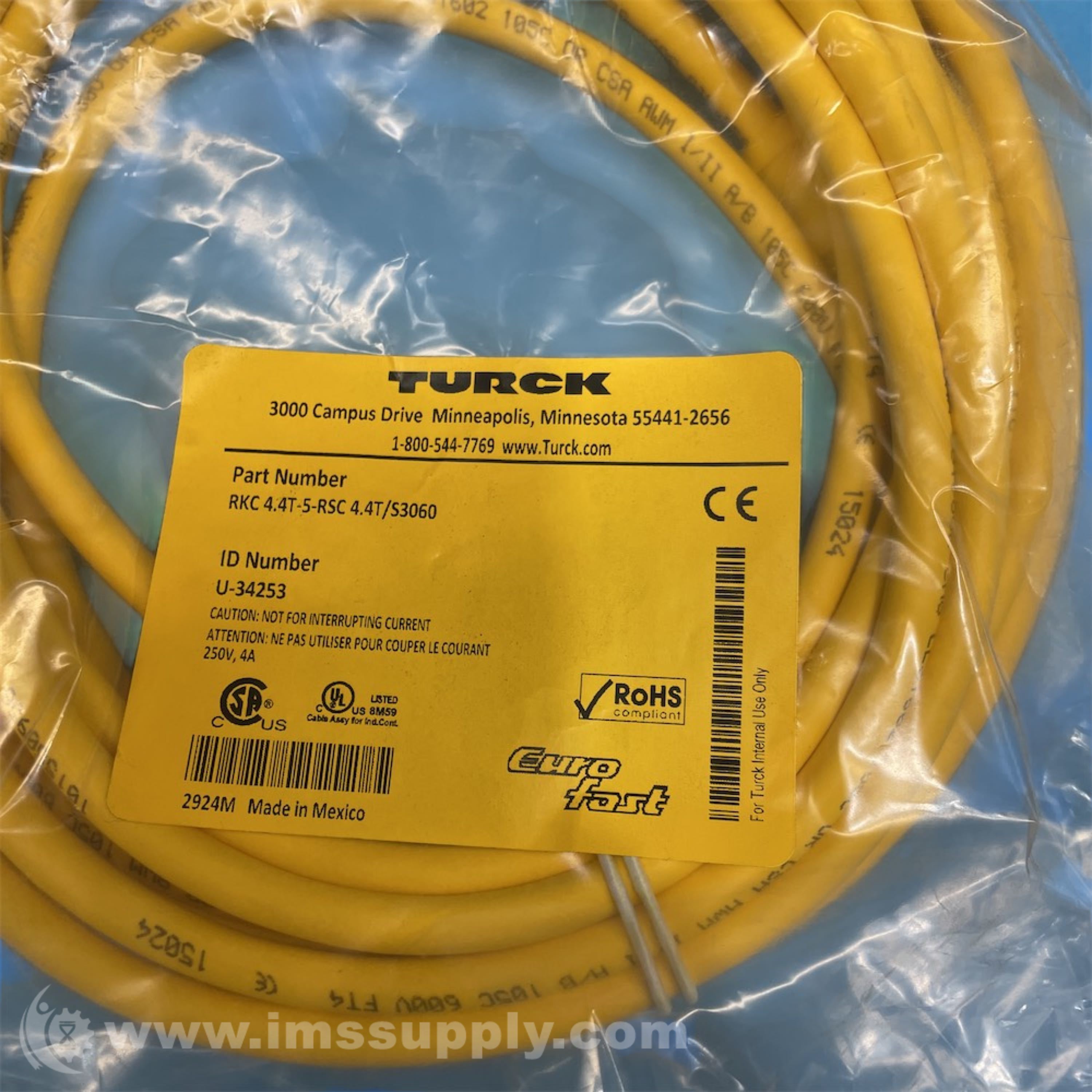 Turck RKC. 4.4T-5-RSC4.4T/53060 M12 Cordset - IMS Supply