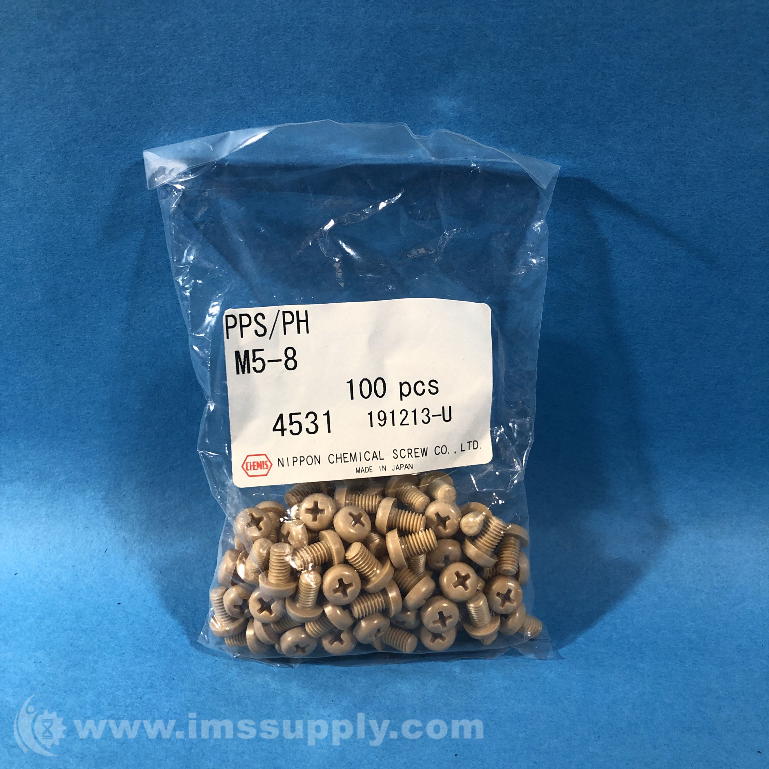 Nippon Chemical Screw Co., Ltd. PPS/PH-M5-8 Pack of 100 Screws - IMS Supply