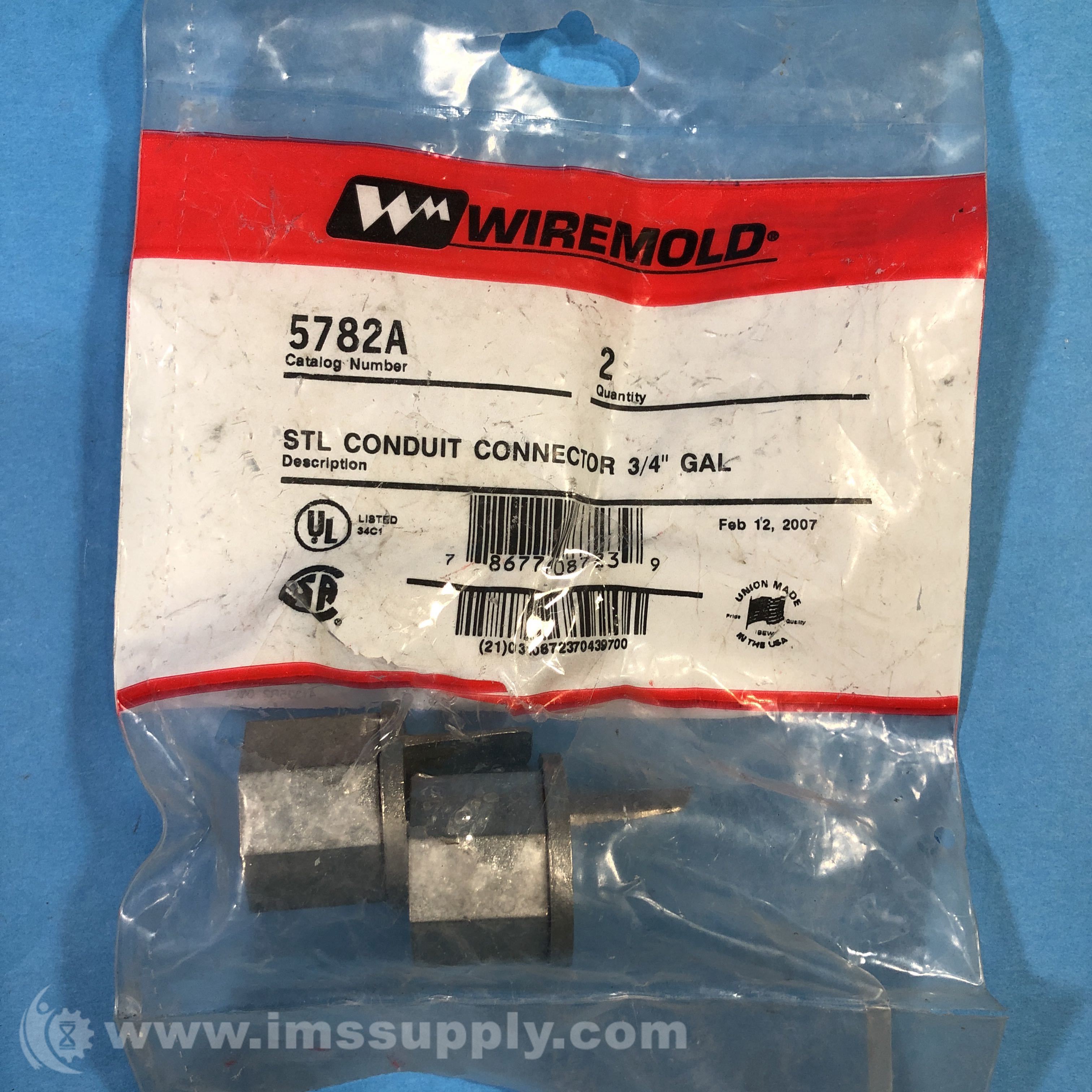 Wiremold 5782A Bag of 2 Raceway Female Conduit Connectors, 3/4 - IMS Supply
