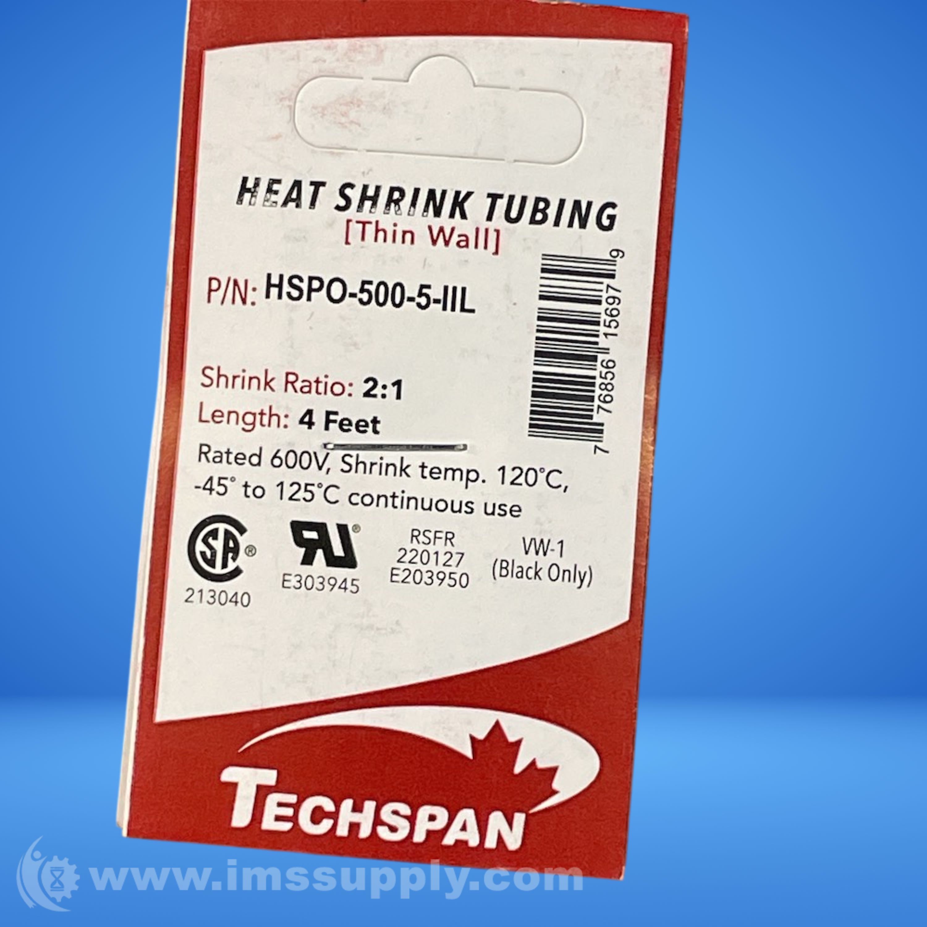 Techspan Industries Inc HSPO-500-5-IIL Heat Shrink Tubing - IMS Supply