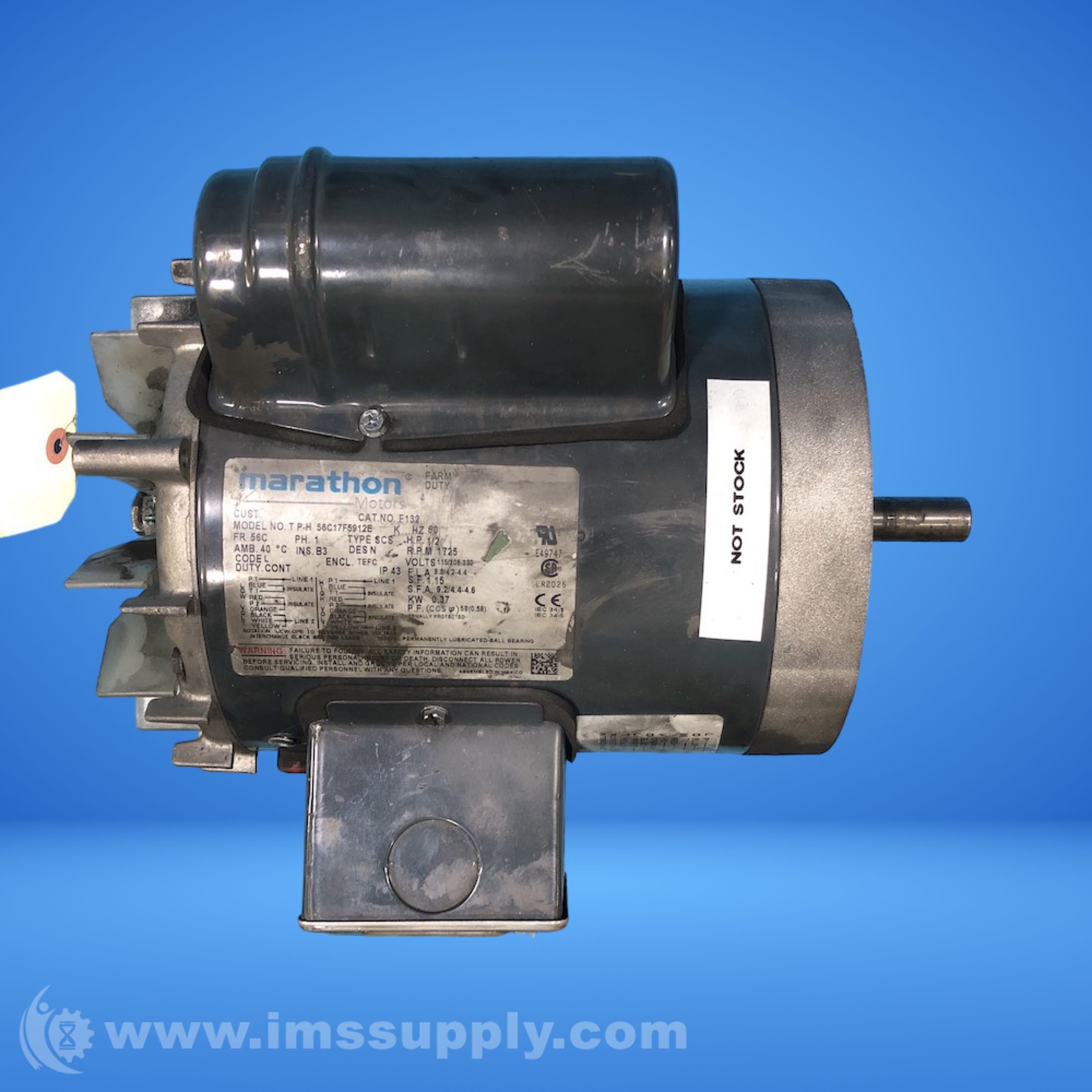 Marathon 56C17F5912E General Purpose Motor - 1/2 hp, 1800 rpm - IMS Supply