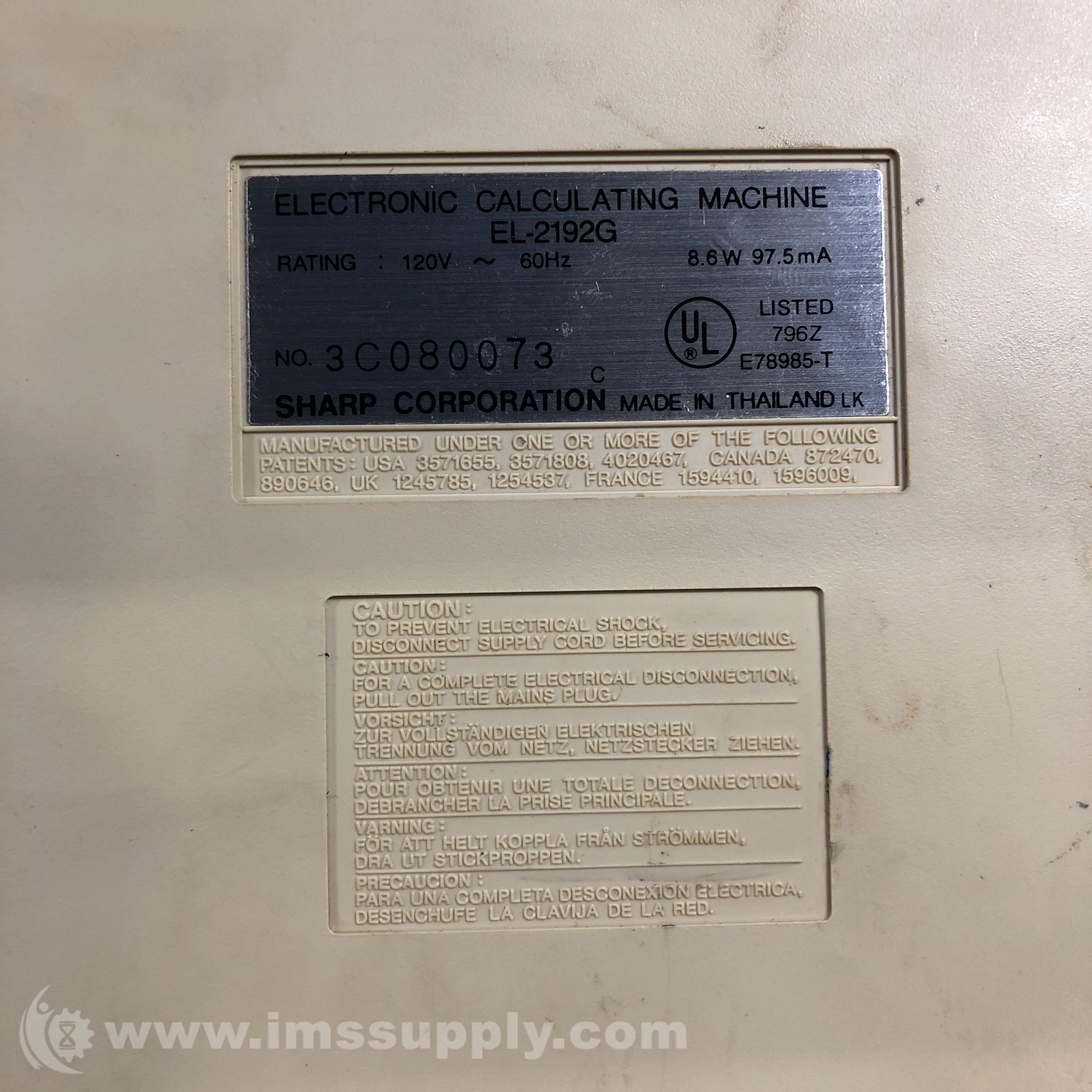 Sharp EL-2192G Electronic Calculating Machine - IMS Supply