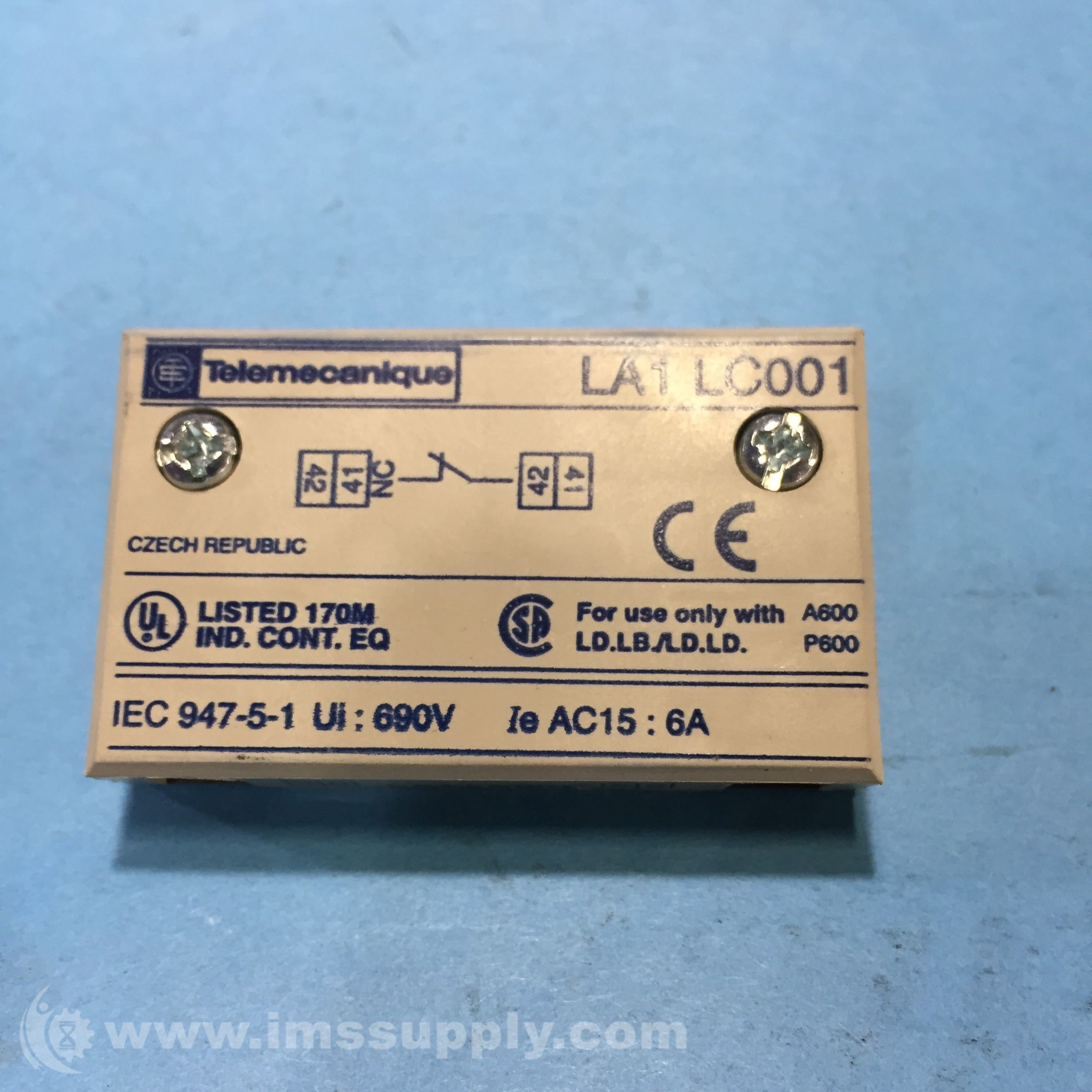 Telemecanique LA1 LC001 Integral Starter Auxiliary Contact - IMS Supply