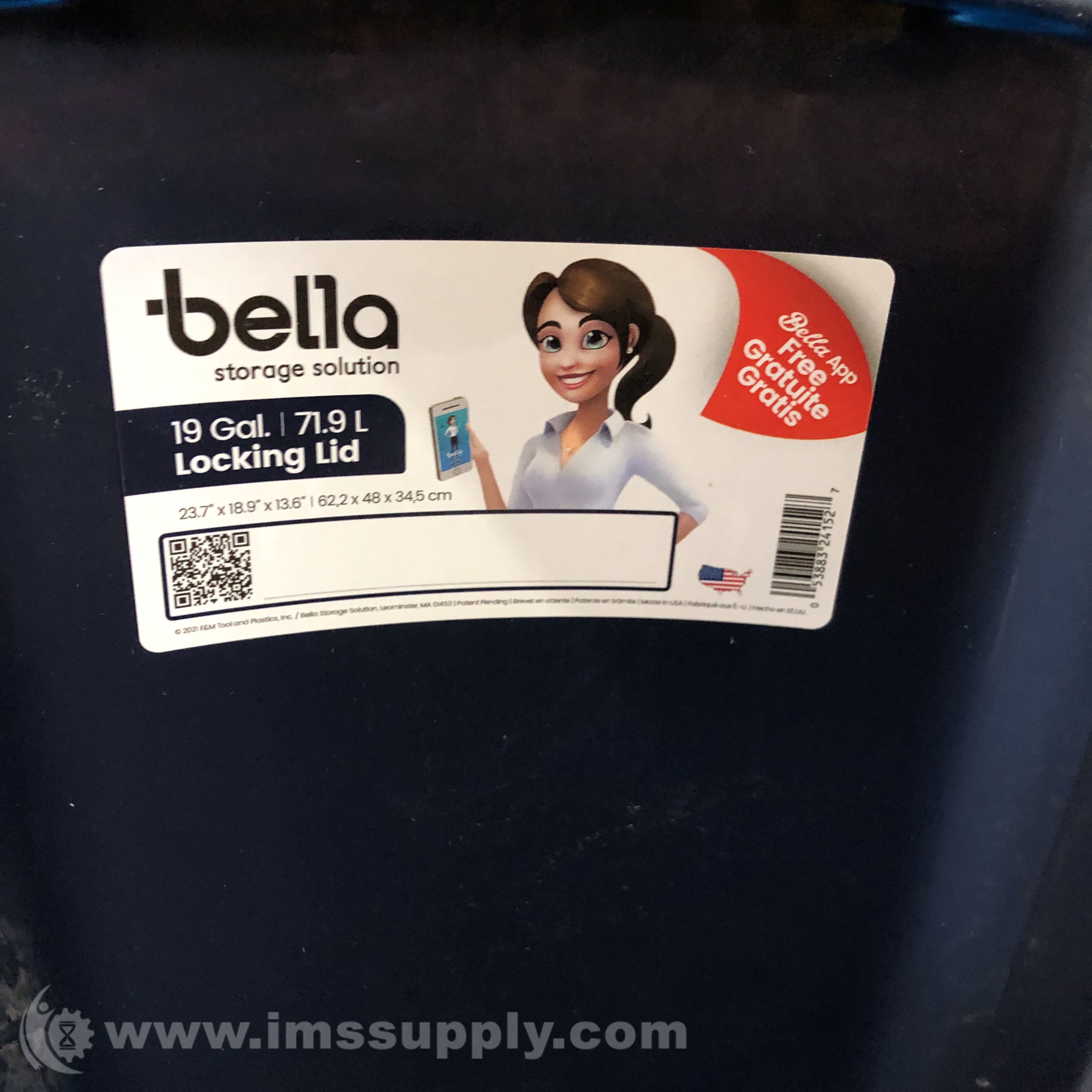 Bella Storage Solution Blue 19 Gallon Locking Storage Bin - IMS Supply