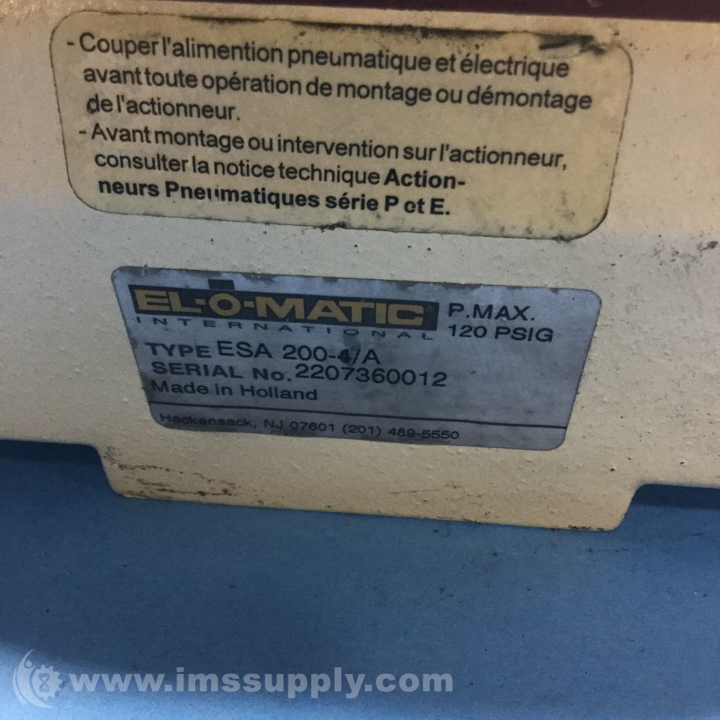 Elomatic ESA 200-4/A Rotary Actuator Spring Return 120psig - IMS Supply