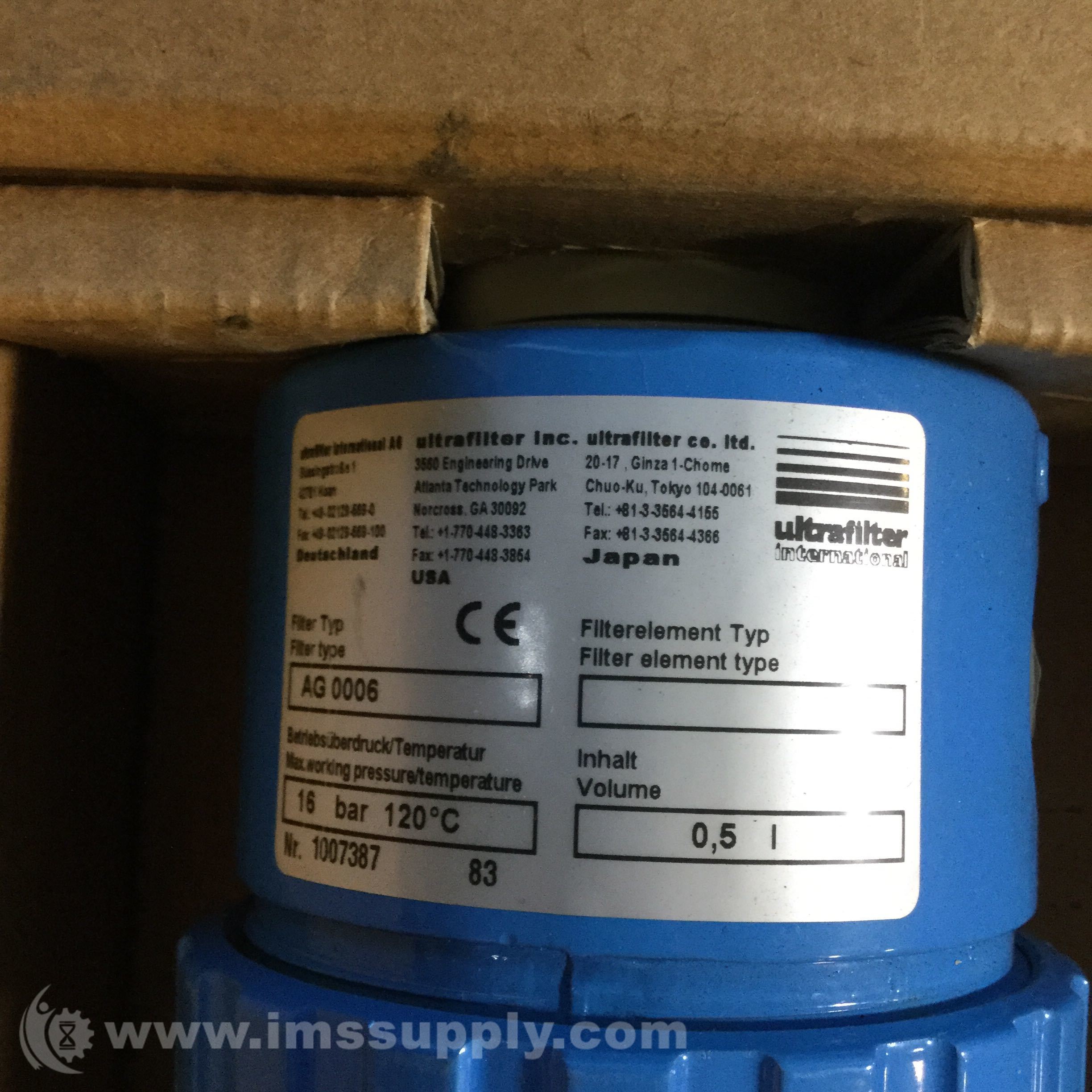 Ultrafilter Gmbh AG 0006 Air Filter - IMS Supply