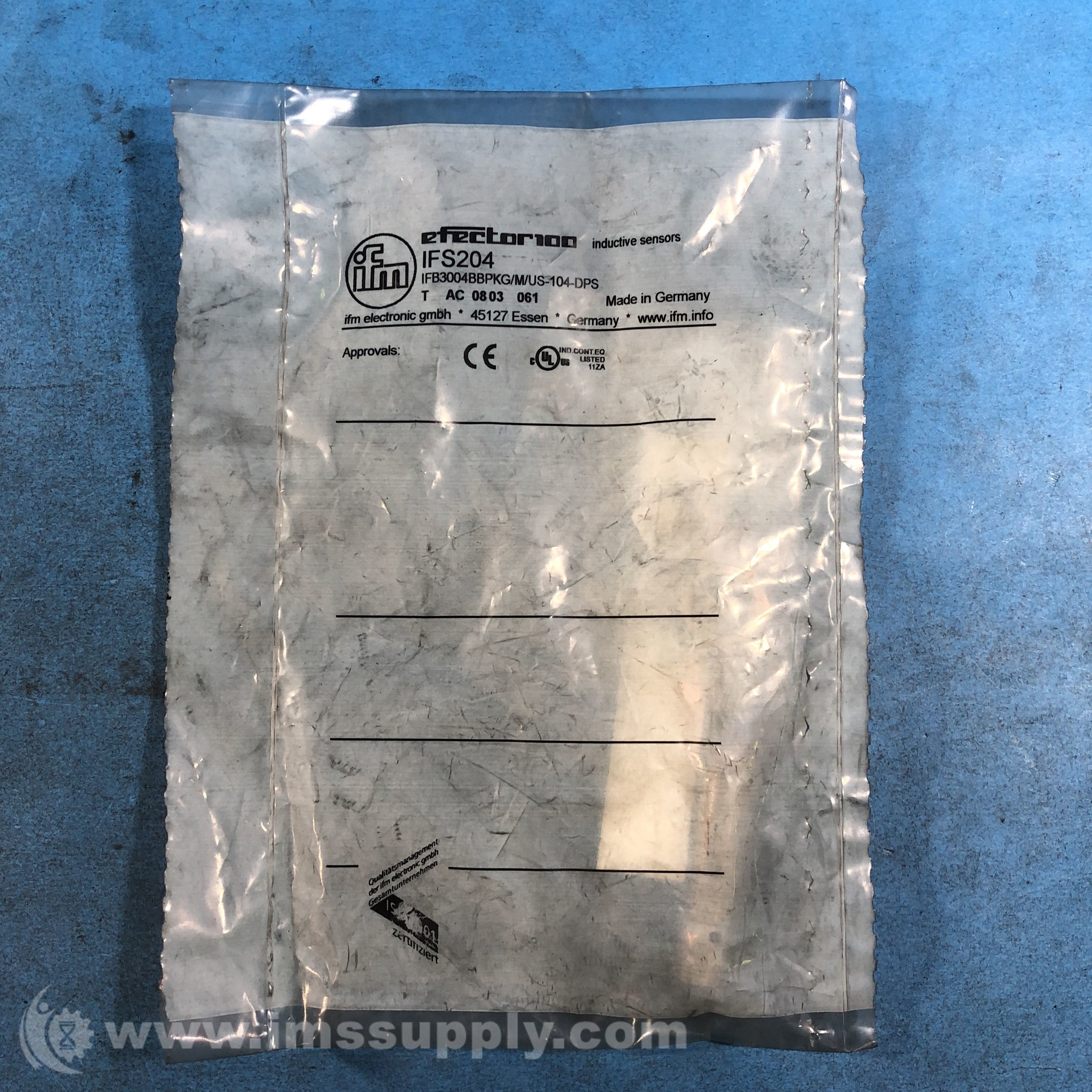 IFM Efector IFS204 Inductive Sensor, 4 mm Range, M12 Flush - IMS Supply