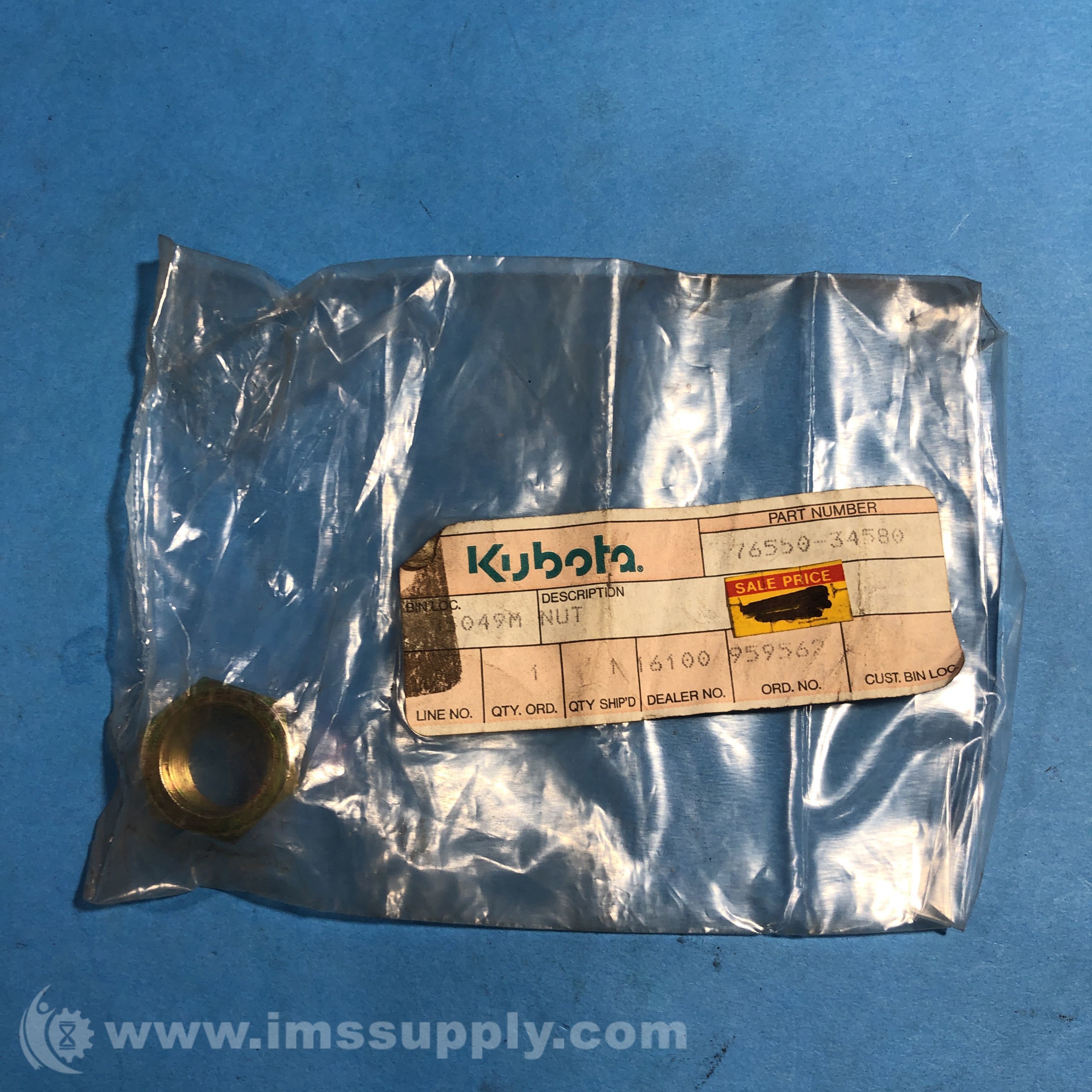 Kubota 76550-34580 Nut - IMS Supply