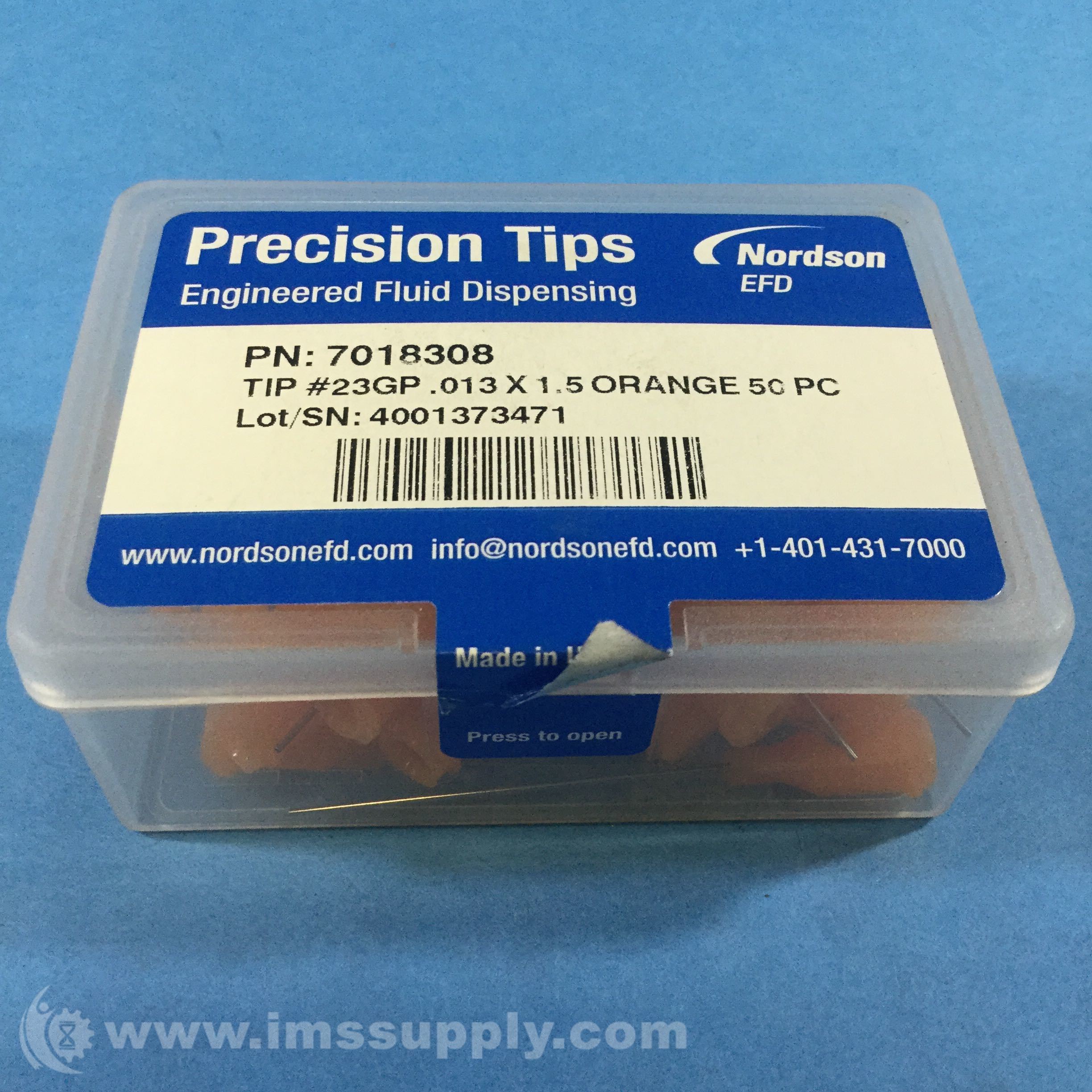 Nordson 7018308 Dispensing Tip, 23 Gauge, Orange, 1.5 Precision - IMS ...