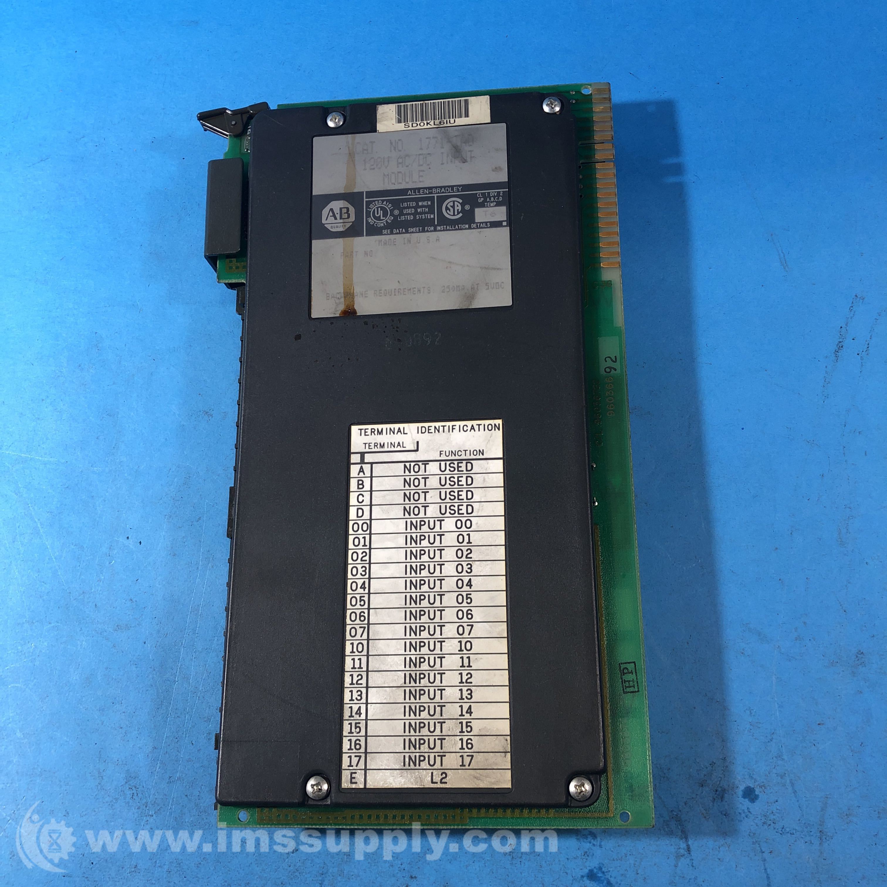 Allen Bradley 1771-IAD 16 Point Digital Input Module, 120V AC/DC - IMS ...
