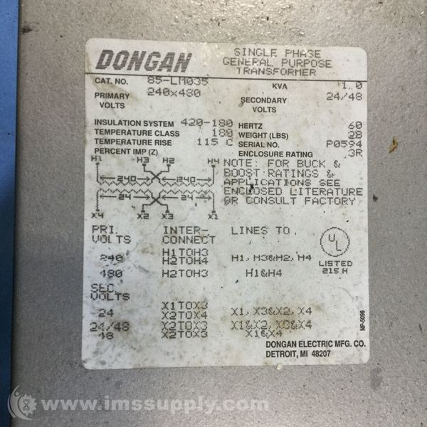 Dongan 85-LM035 Single Phase General Purpose Transformer - IMS Supply