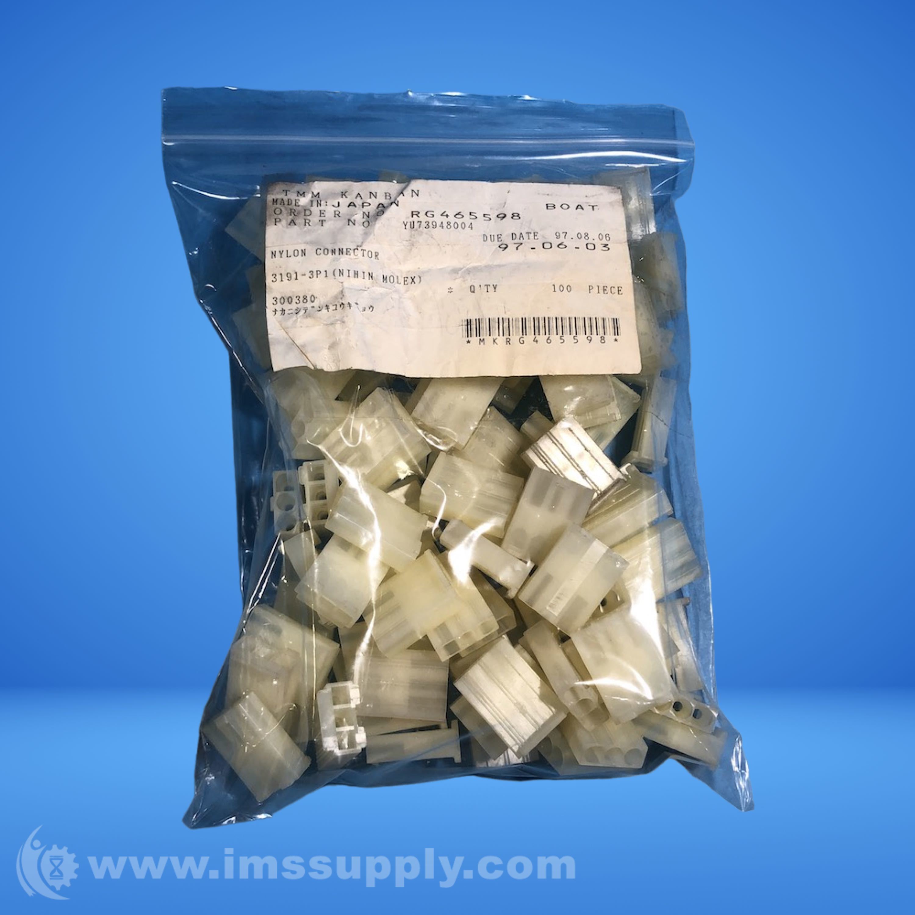 Molex 3191-3P1 Bag of 100 3 Circuit Pin and Socket Plug Housings - IMS ...
