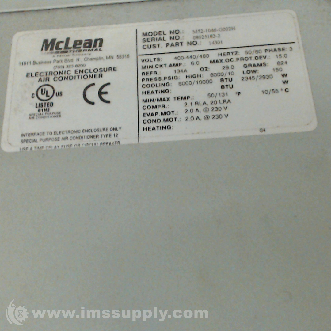 Mclean Midwest M52-1046-G002H Side-Mount Enclosure Air Conditione - IMS ...