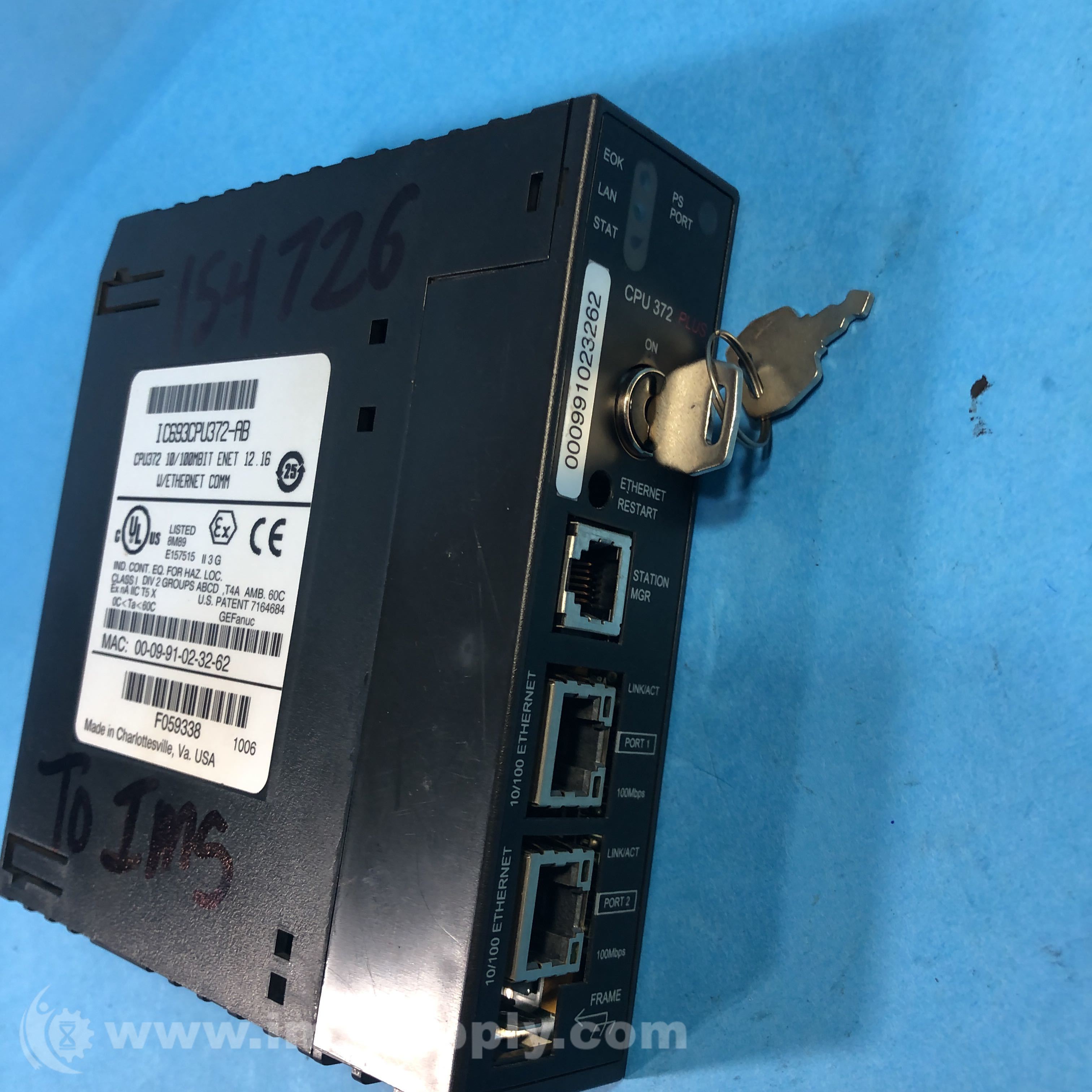 GE Fanuc IC693CPU372-AB CPU Module W/ Ethernet - IMS Supply