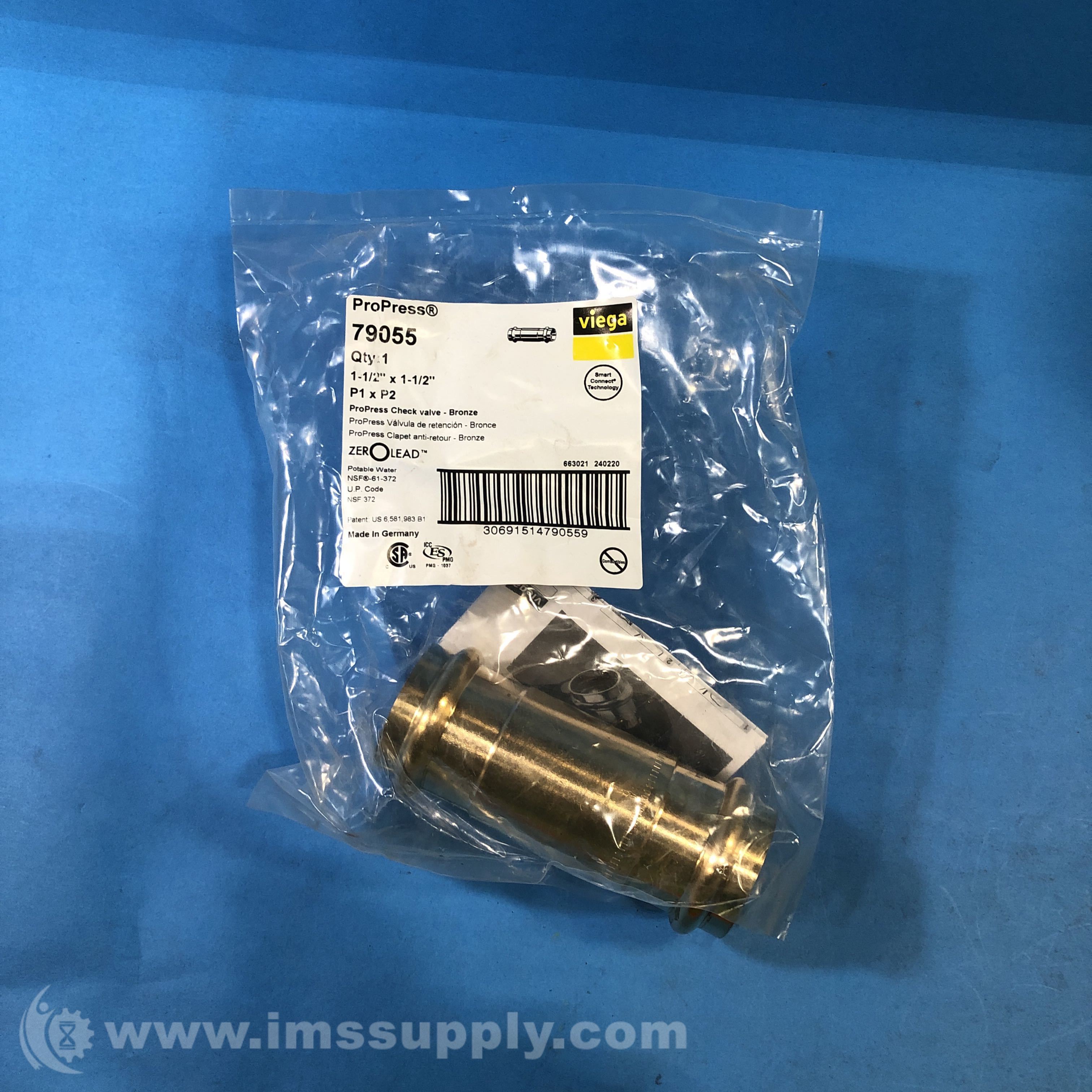 Viega 79055 ProPress Check Valve Zero Lead, P x P - Model 2974ZL - IMS ...