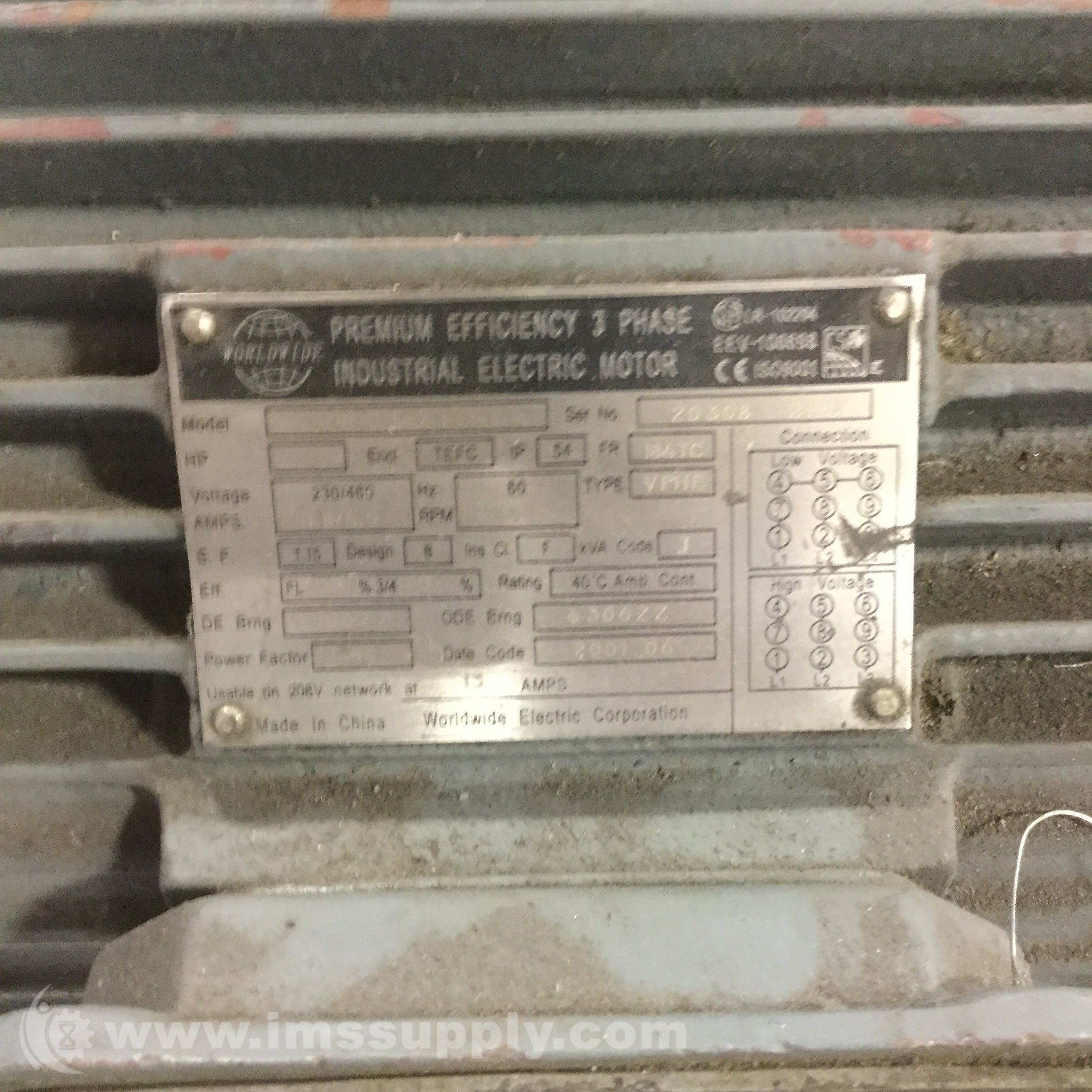 Worldwide Electric Corp. WW5-184TC T-Frame Motor - IMS Supply