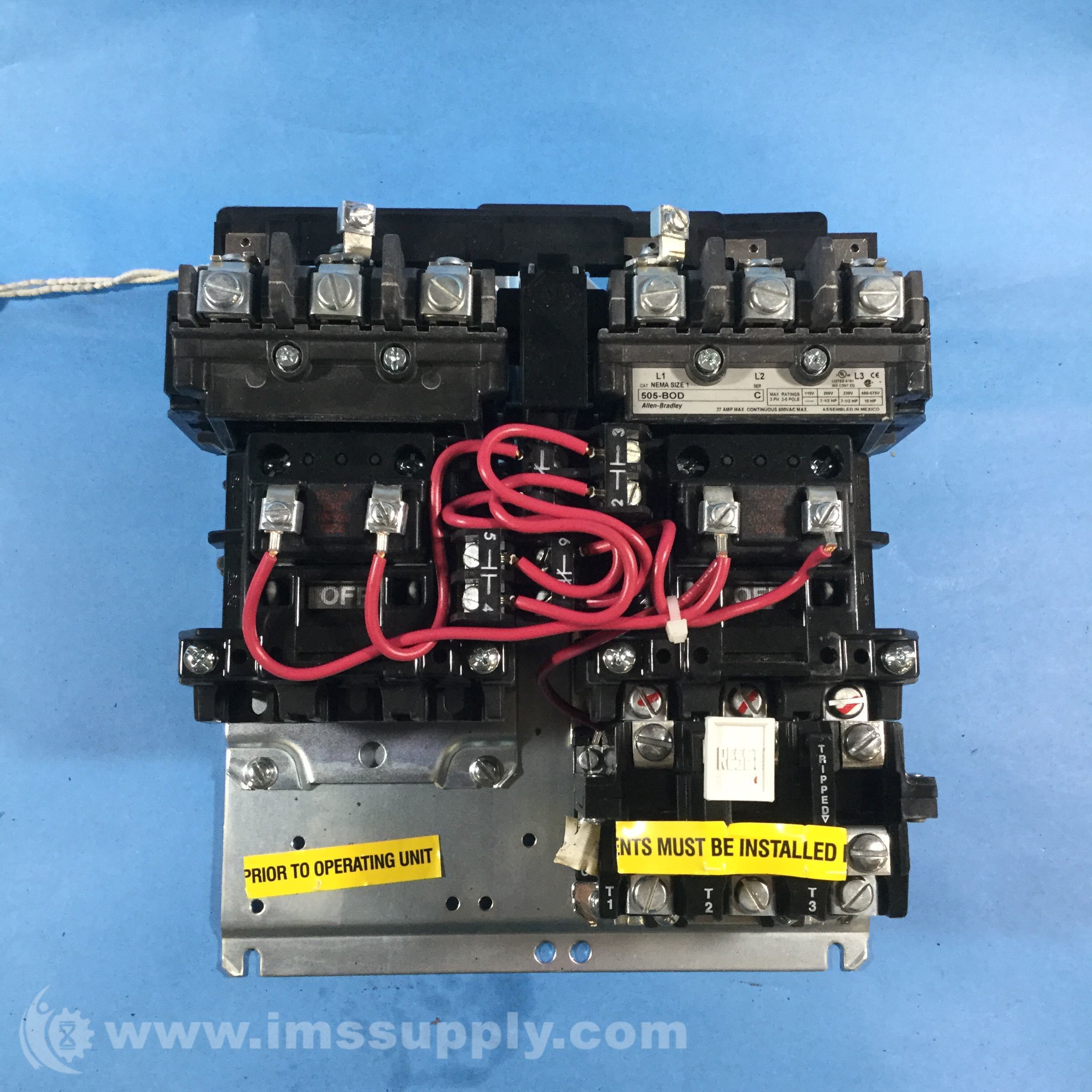 Allen Bradley 505-BOD Starter, Reversing, NEMA Size 1, 120VAC - IMS Supply