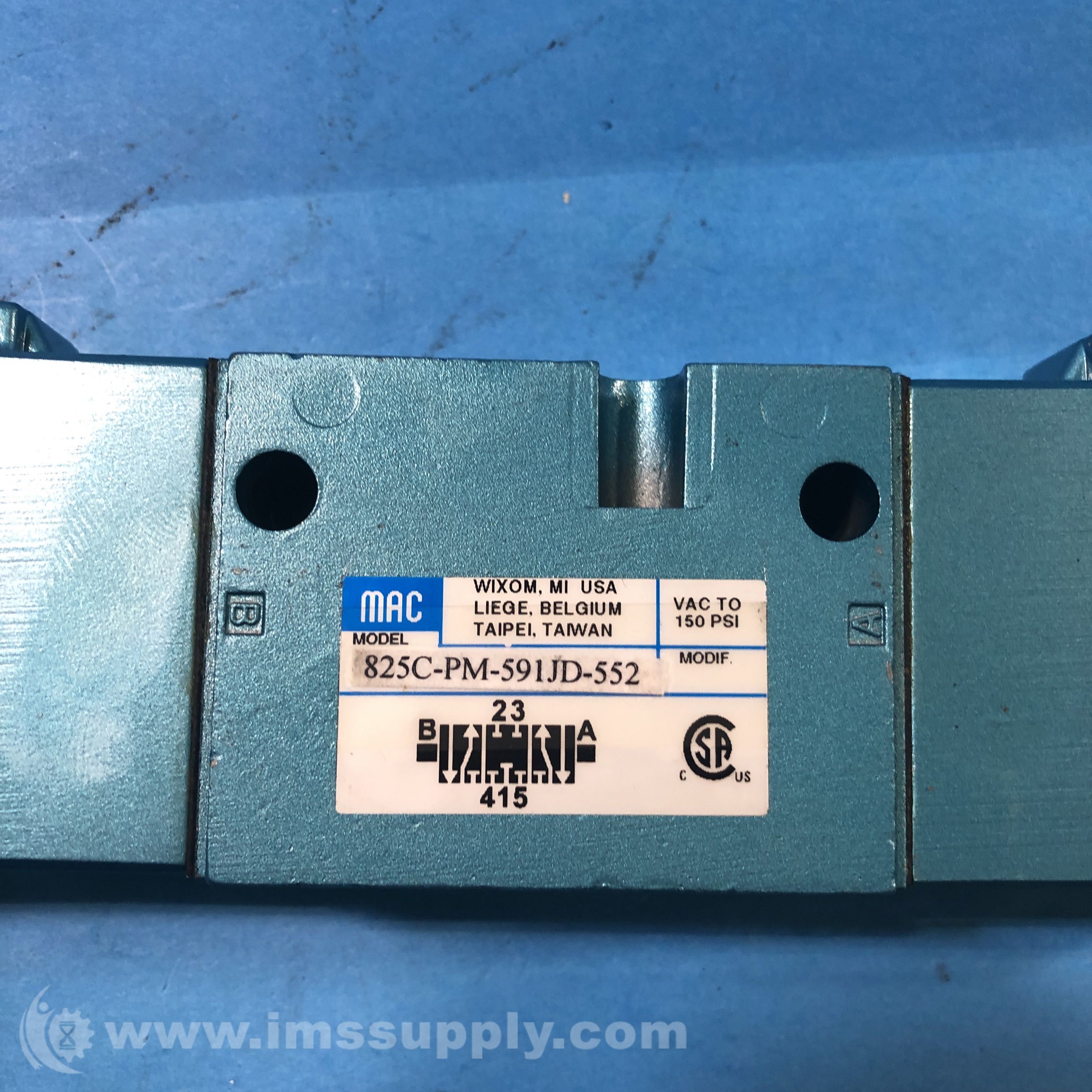 MAC Valves Inc 825C-PM-591JD-552 Dual Solenoid Valve - IMS Supply