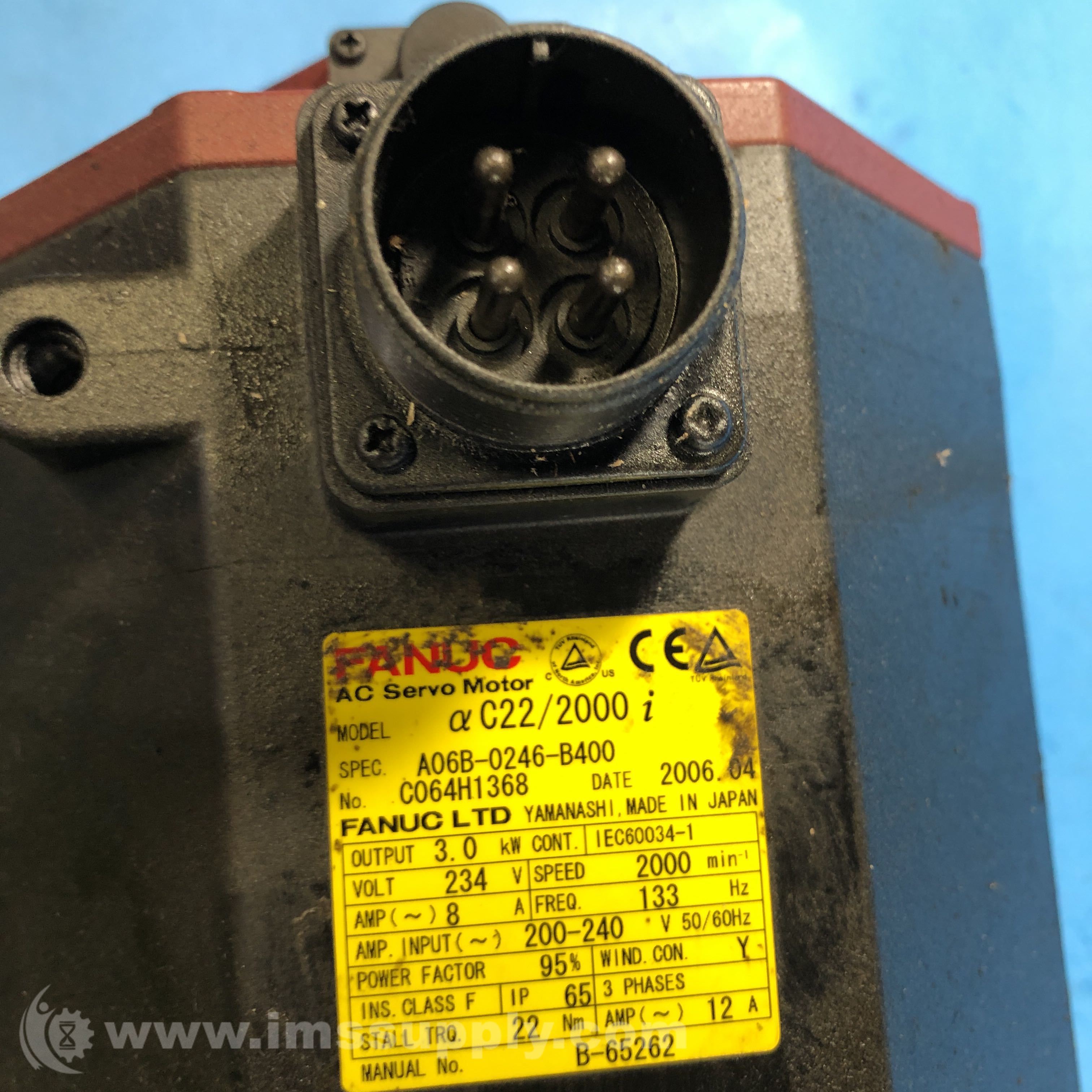 Fanuc A06B-0246-B400 AC Servo Motor, 2000 RPM - IMS Supply
