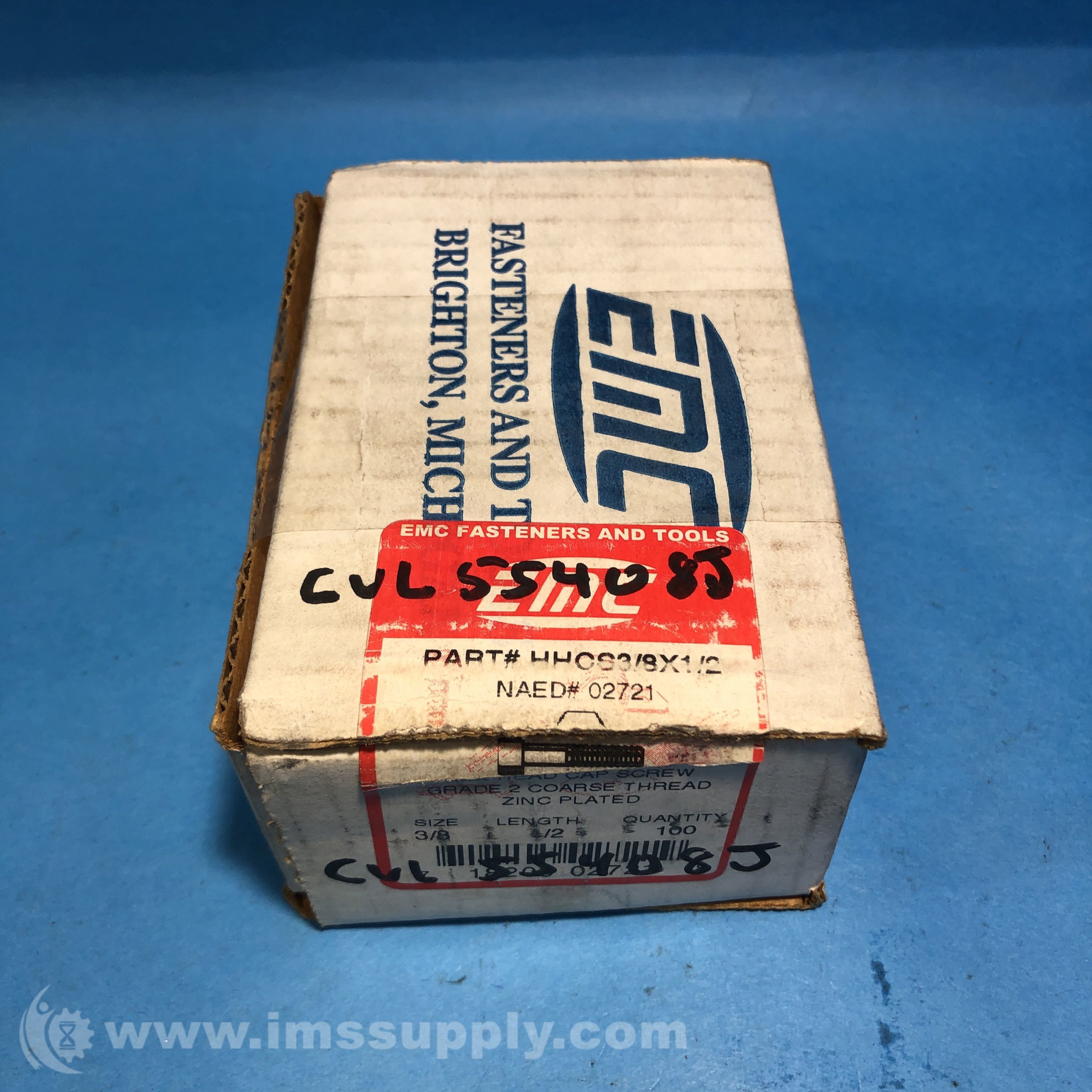 EMC HHCS3/8X1/2 Box Of 100 Hex Head Bolts Zinc Plated High Carbon - IMS ...