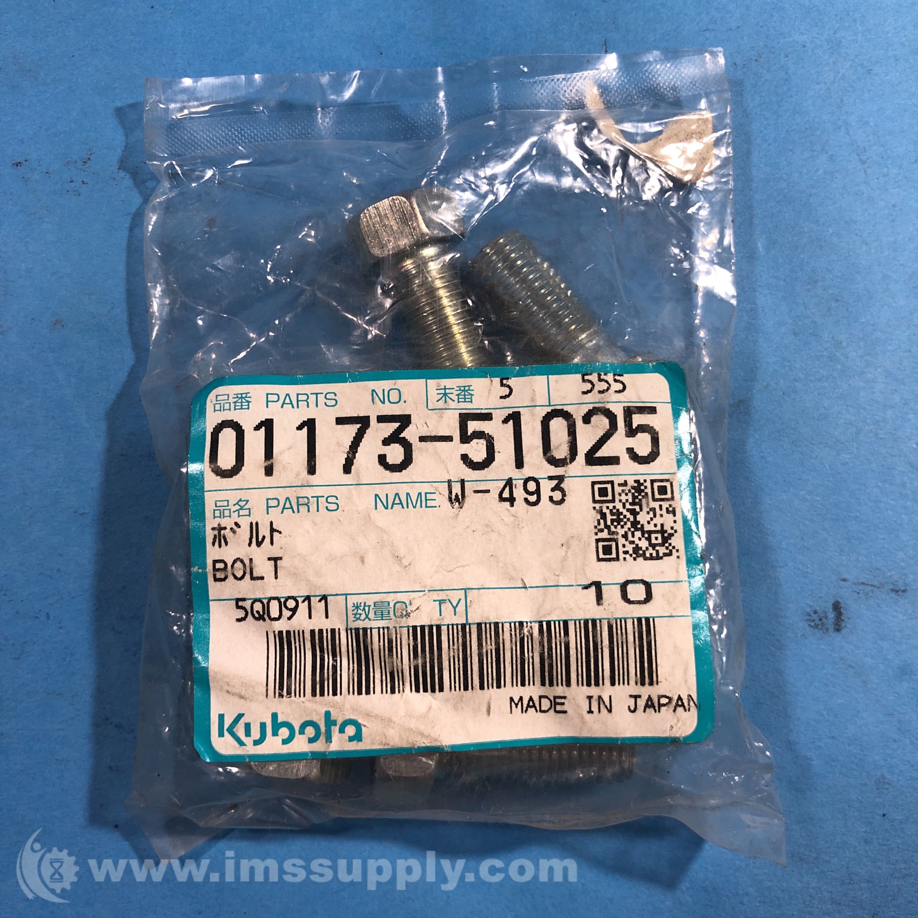 Kubota 01173-51025 Hex Bolt Bag of 10 - IMS Supply