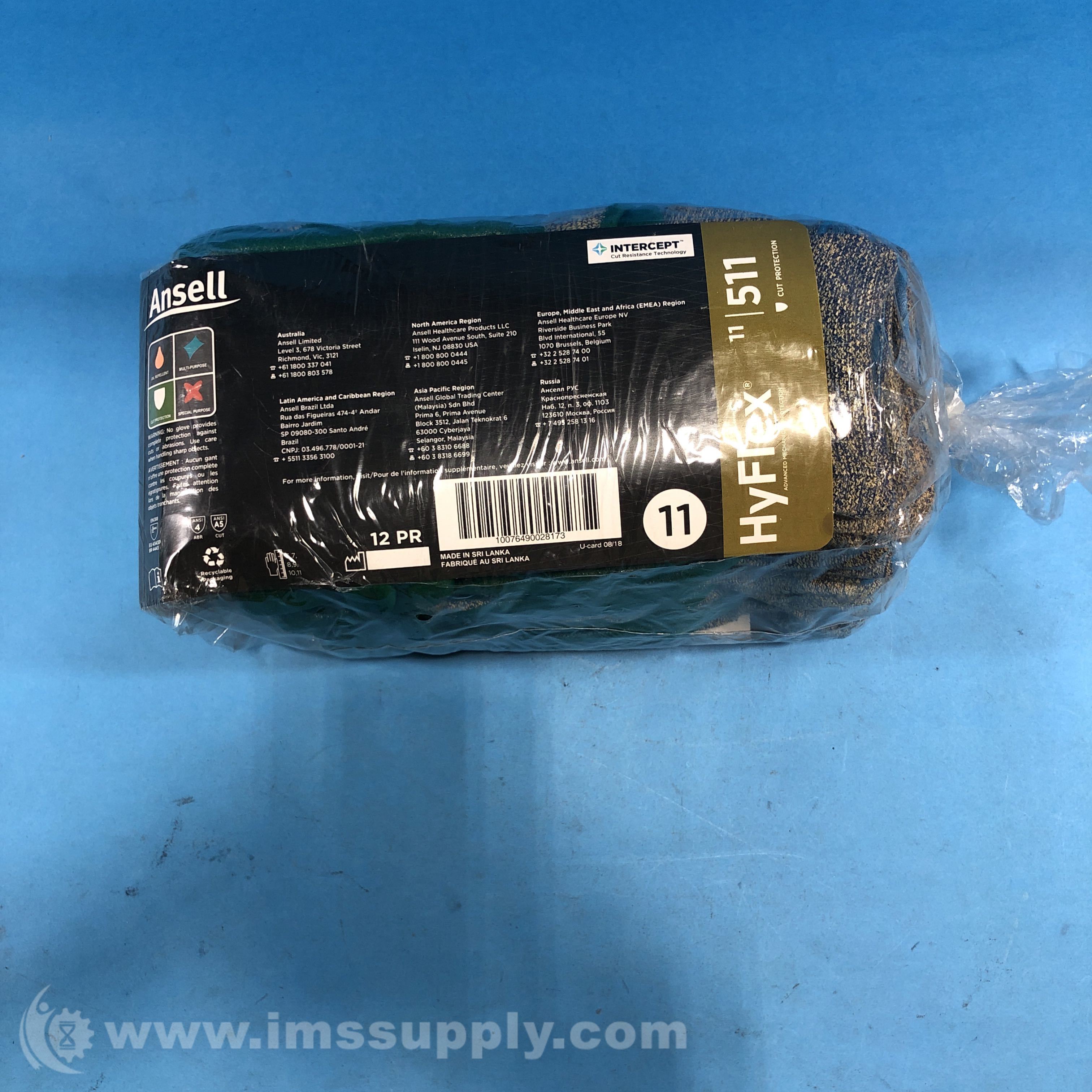 Ansell 11-511 Size 11 Bag of 12 Cut-resistant Gloves - IMS Supply