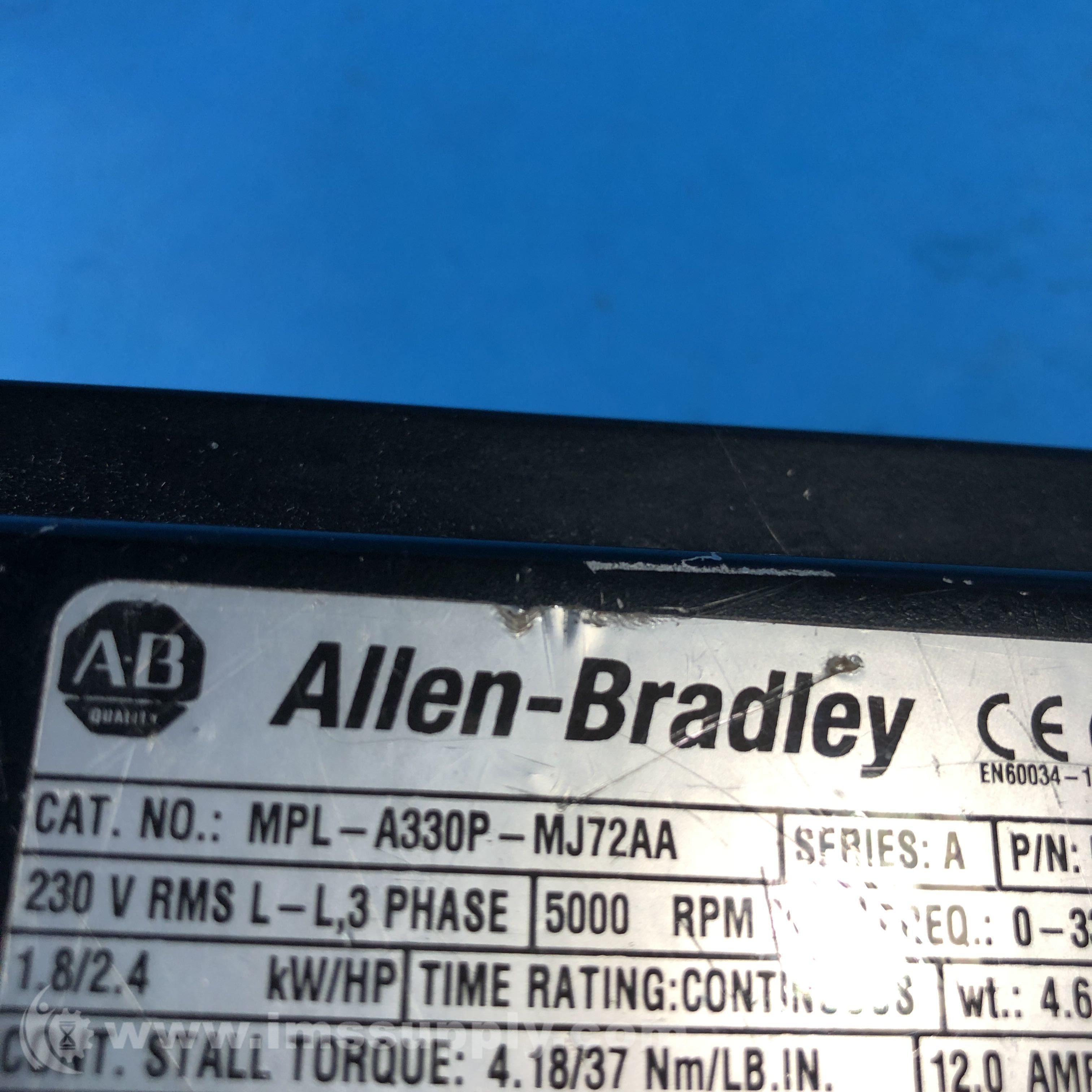 Allen Bradley MPL-A330P-MJ72AA Low-Inertia Brushless Servo Motor - IMS ...