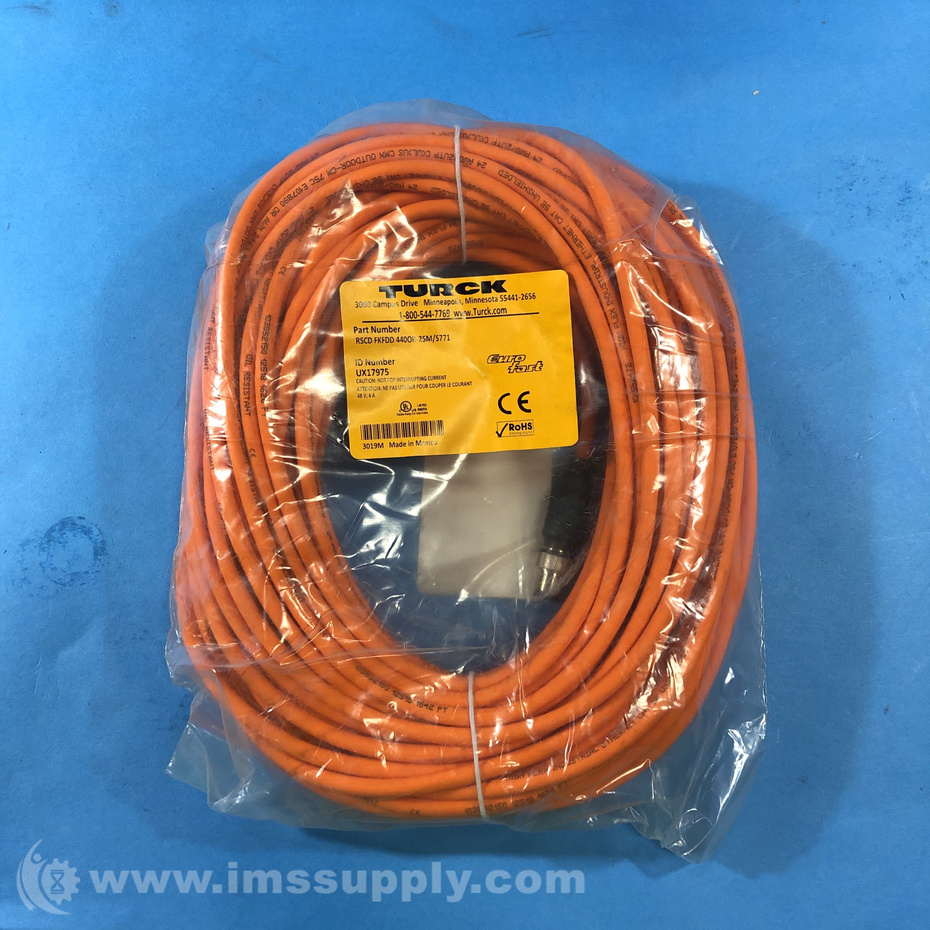 Turck RSCD FKFDD 440OR-25M/S771 CAT.5E Ethernet Cable Assembly - IMS Supply