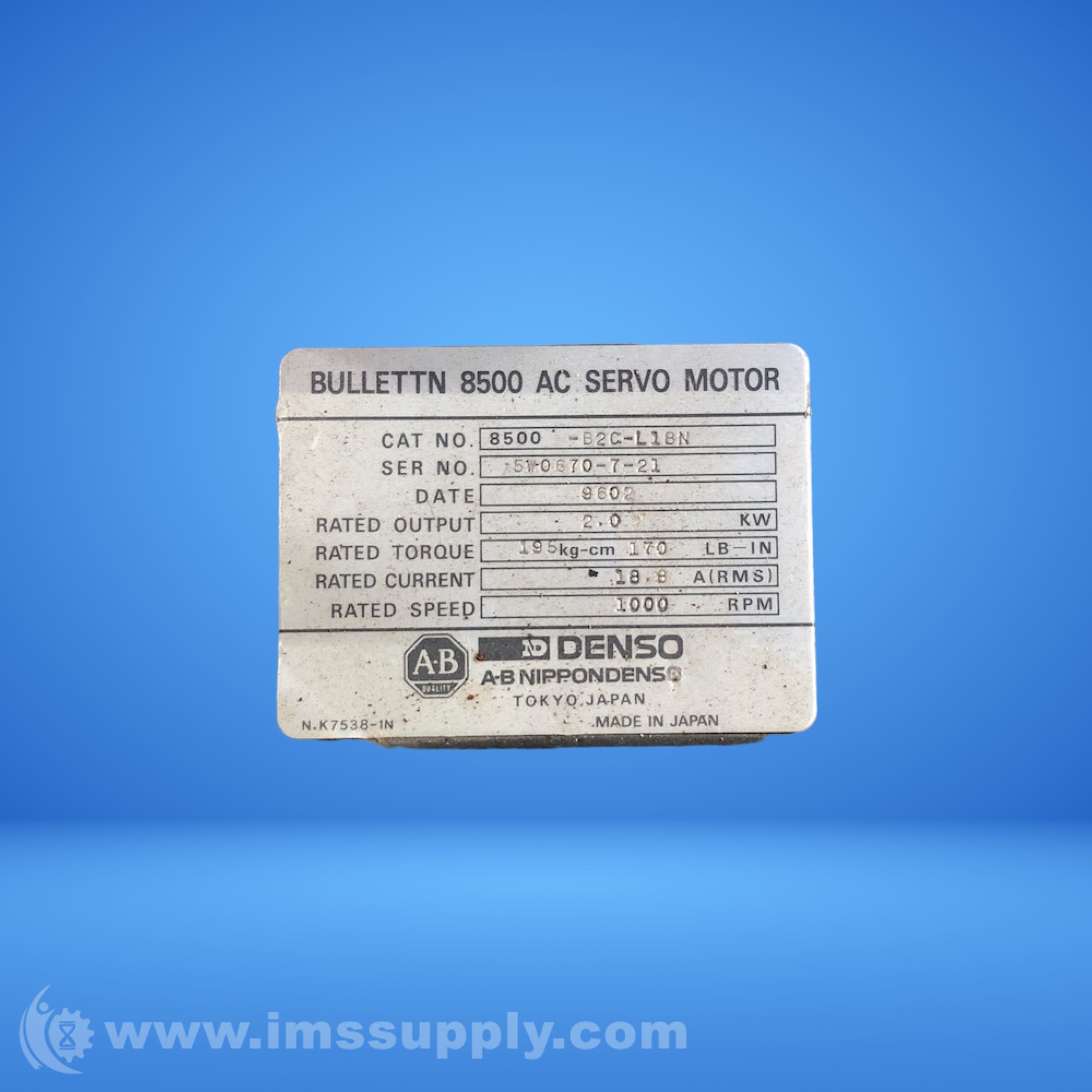 Allen Bradley 8500-B2C-L1BN - IMS Supply
