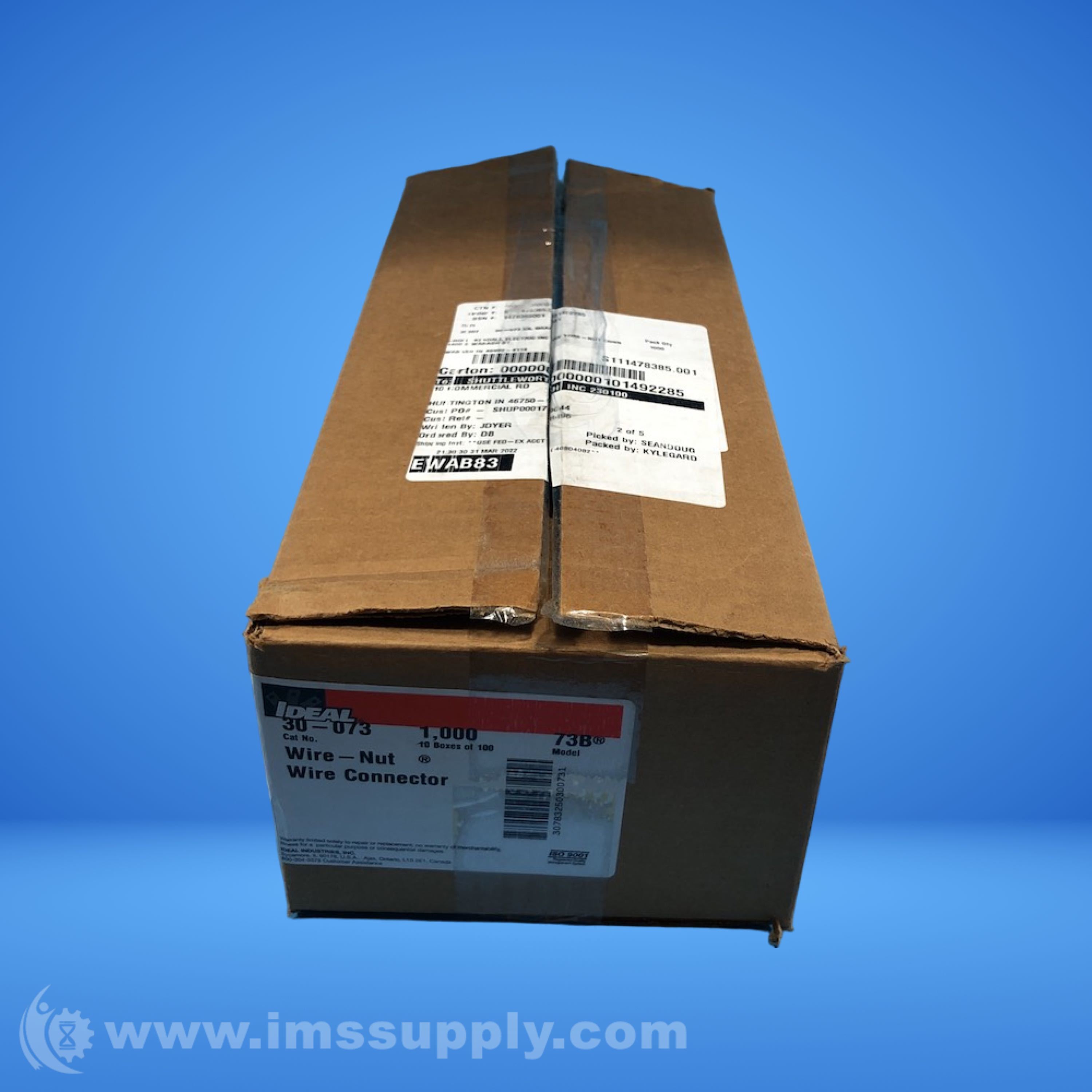 Ideal 30-073 Box of 10 Packs of 100 Wire Nuts - IMS Supply