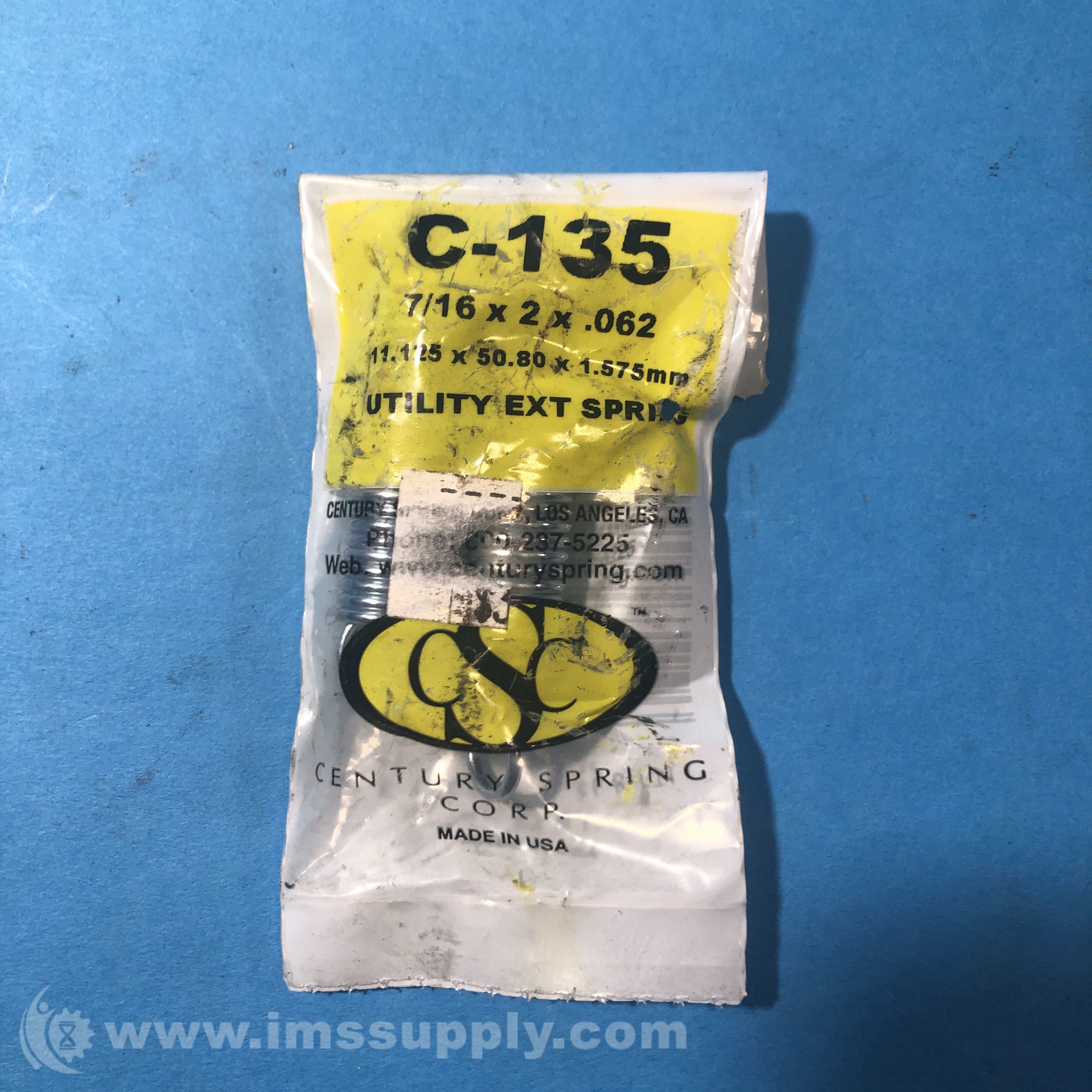 Century Spring C-135 Pack of 2 7/16 Inch OD Extension Springs - IMS Supply