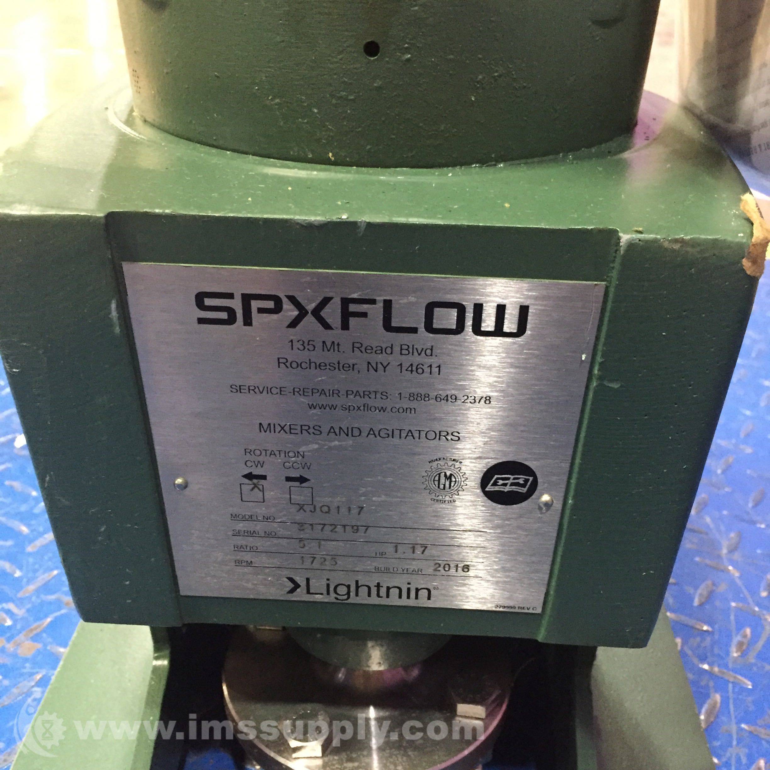 SPX Flow XJQ117 Lightnin Agitator Process Mixer, 1725 RPM - IMS Supply