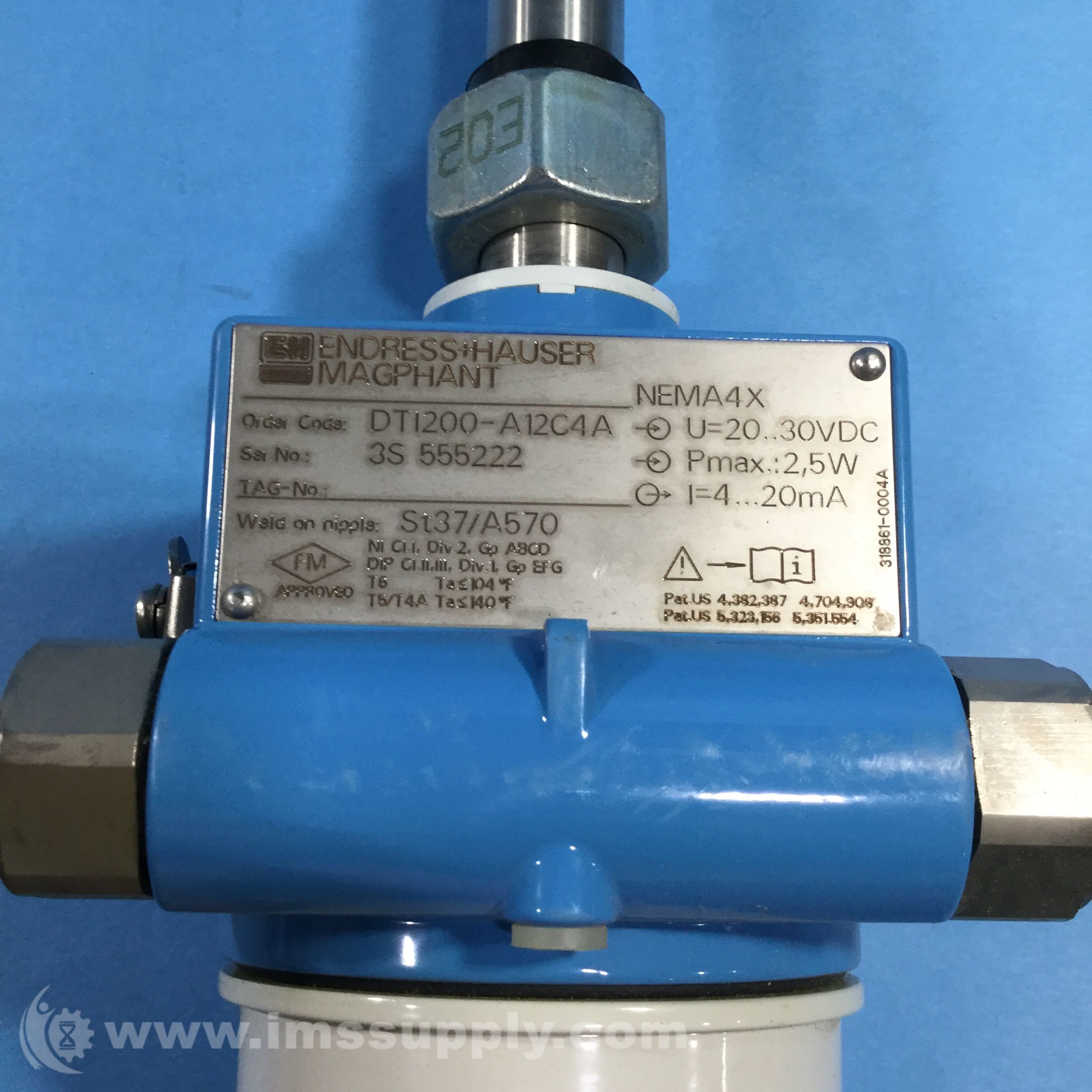 Endress & Hauser DTI200-A12C4A Magphant Electromagnetic Flowmeter - IMS ...